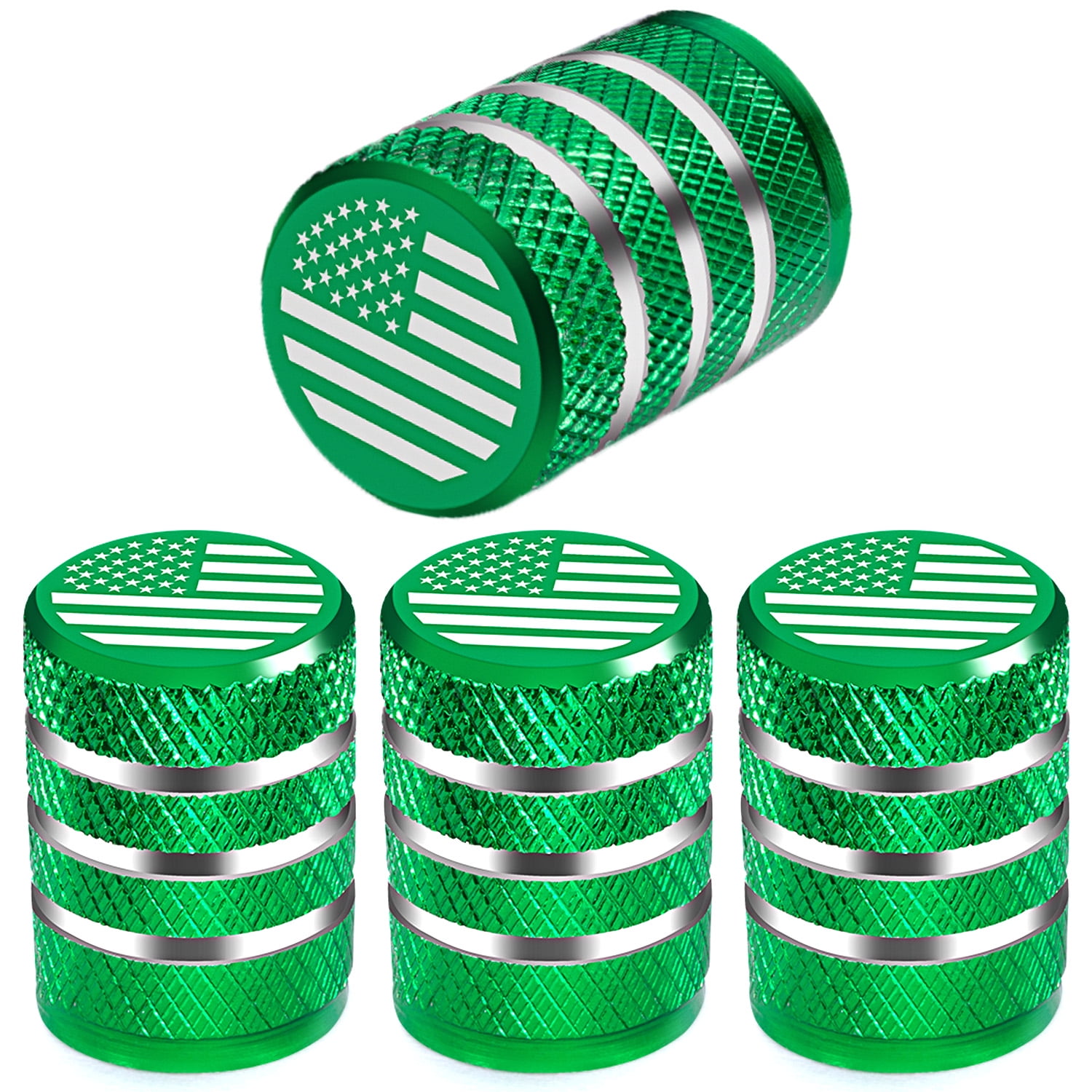 Green Tire Valve Stem Covers with Plastic Insert Corrosion Resistant ...