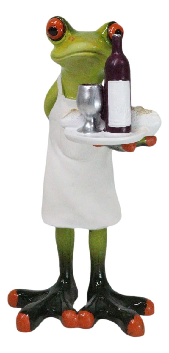 Green Toad Frog Butler Waiter With Wine Glass Bottle And Bread Tray ...