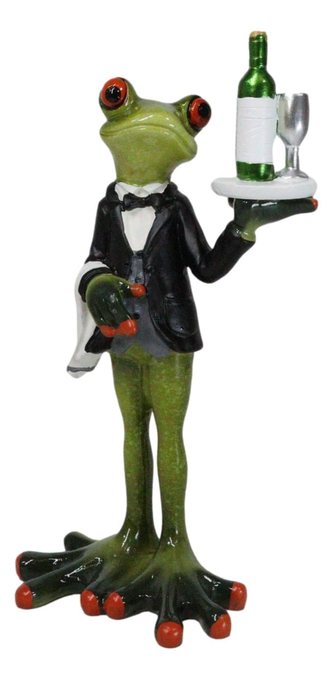 Green Toad Frog Silver Service Butler With Wine Glass And Bottle ...