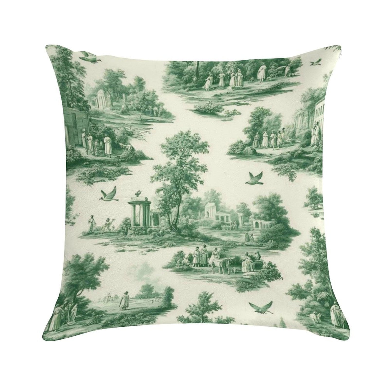 Green Toile De Jouy Pattern Pillow Covers,Green Toile De Jouy Pattern ...