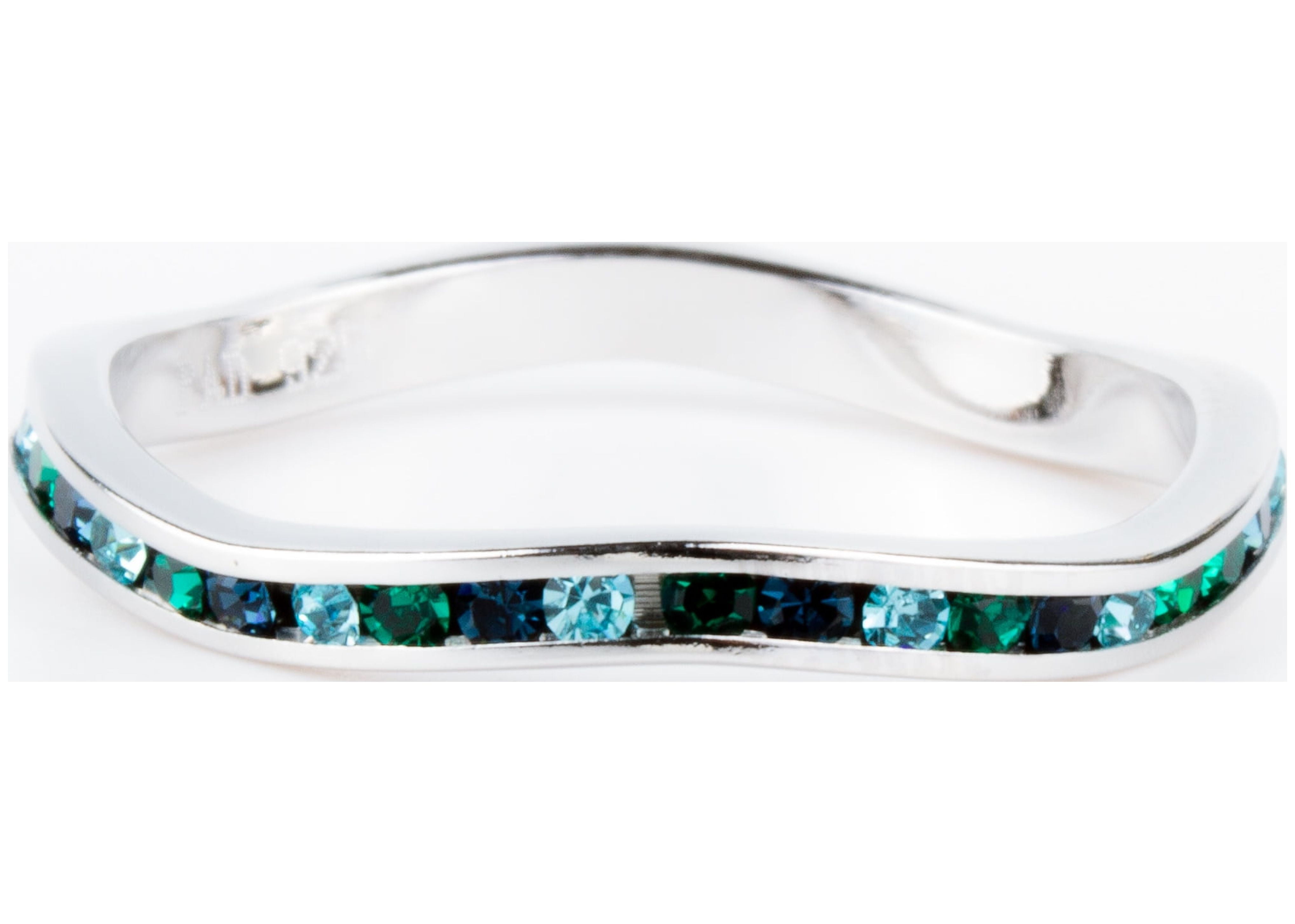 Green Tonal Swarovski Crystal Stackable ring in Sterling Silver ...