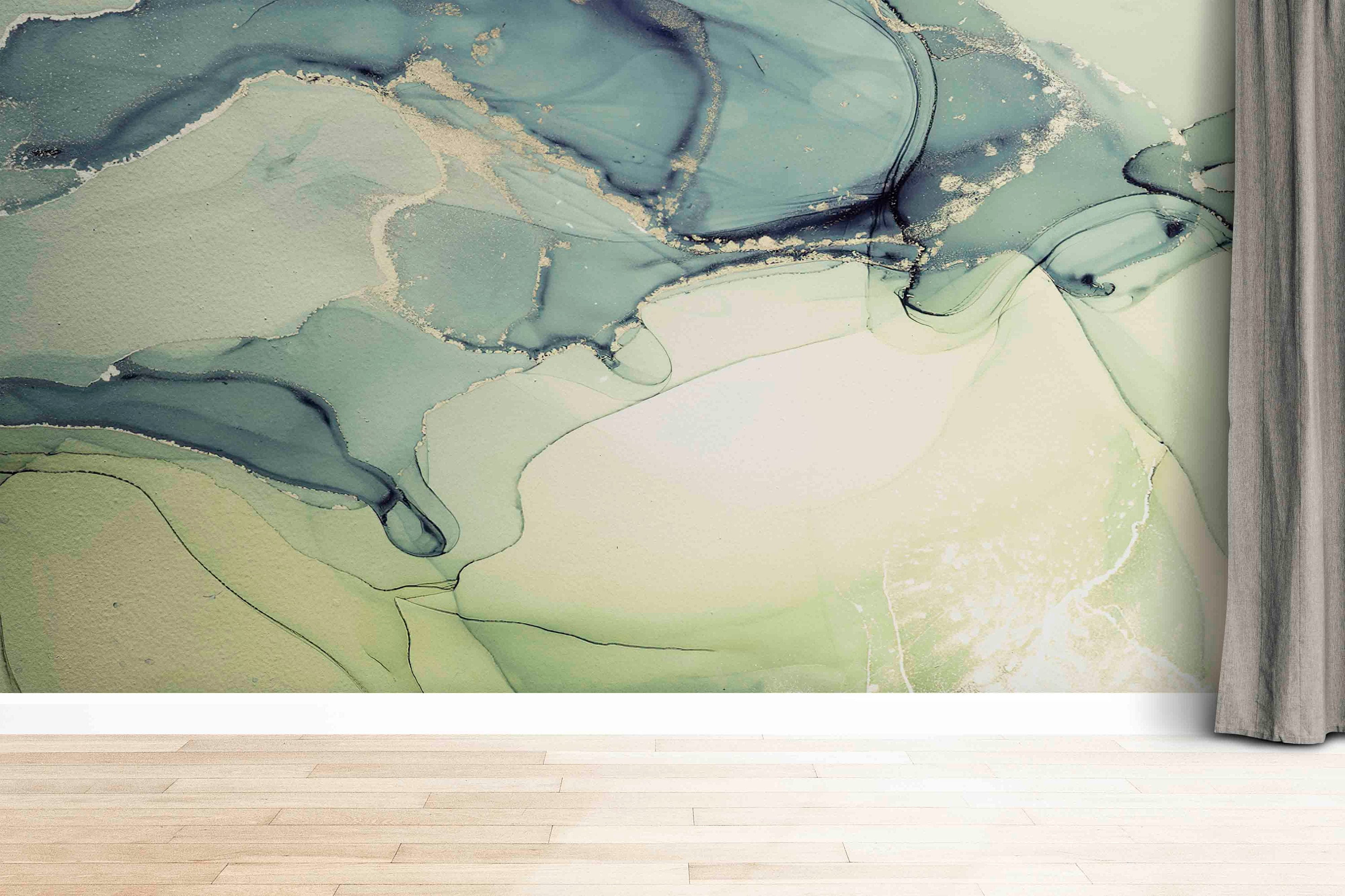 Green Tones Marble Wall Art, Abstract Wall Print, Paper Wall Art Bright ...