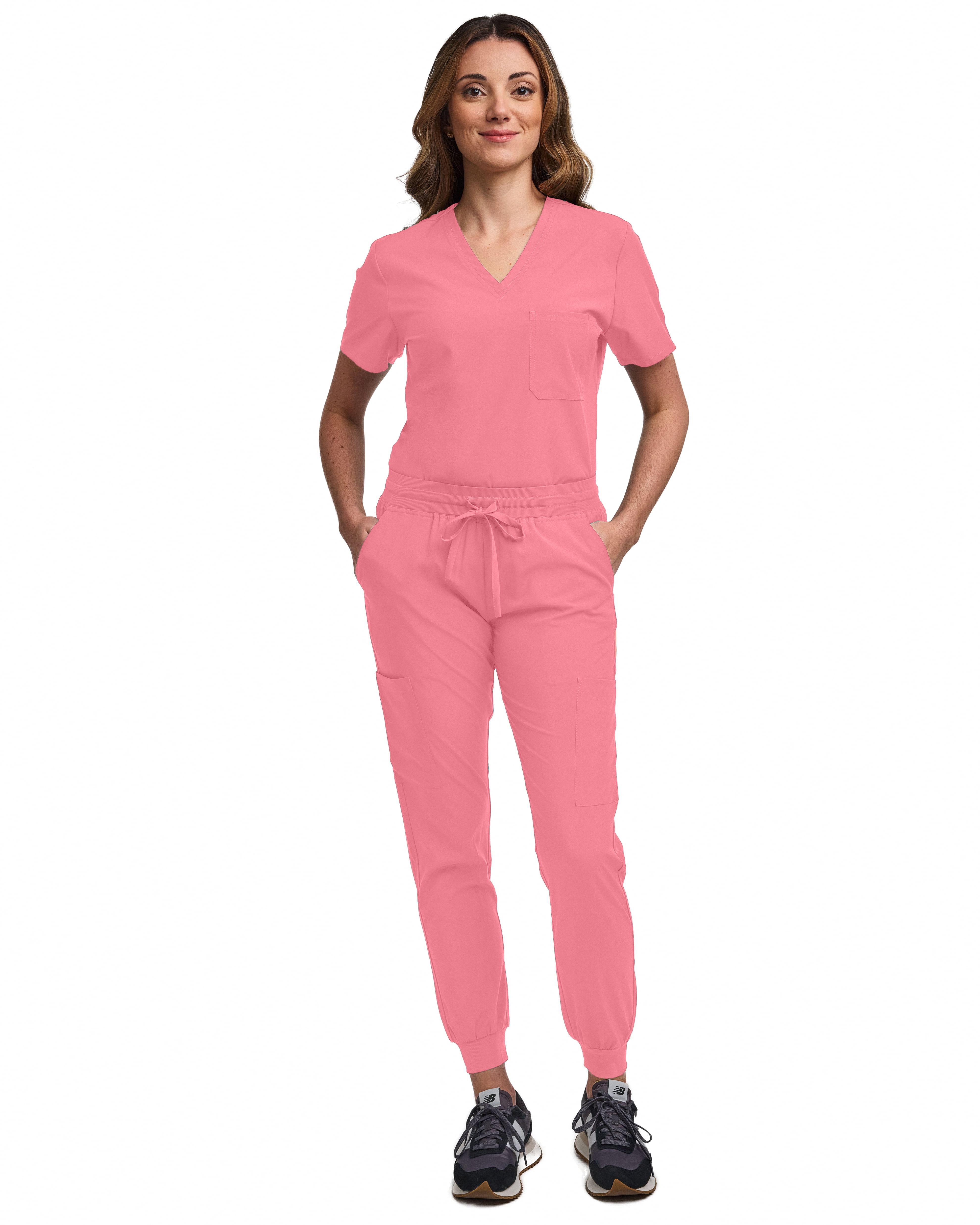 Green Town Scrubs for Women Scrub Set - Jogger Pant and Tuck-In V-Neck ...