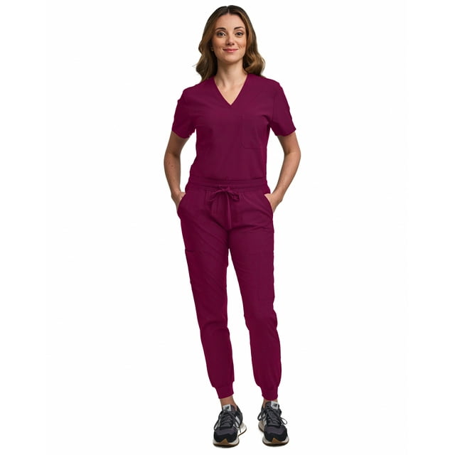 Green Town Women's Scrub Set - Jogger Pant & Tuck-In V-Neck Top, 5 ...