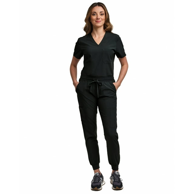 Green Town Women's Scrub Set - Jogger Pant & Tuck-In V-Neck Top ...
