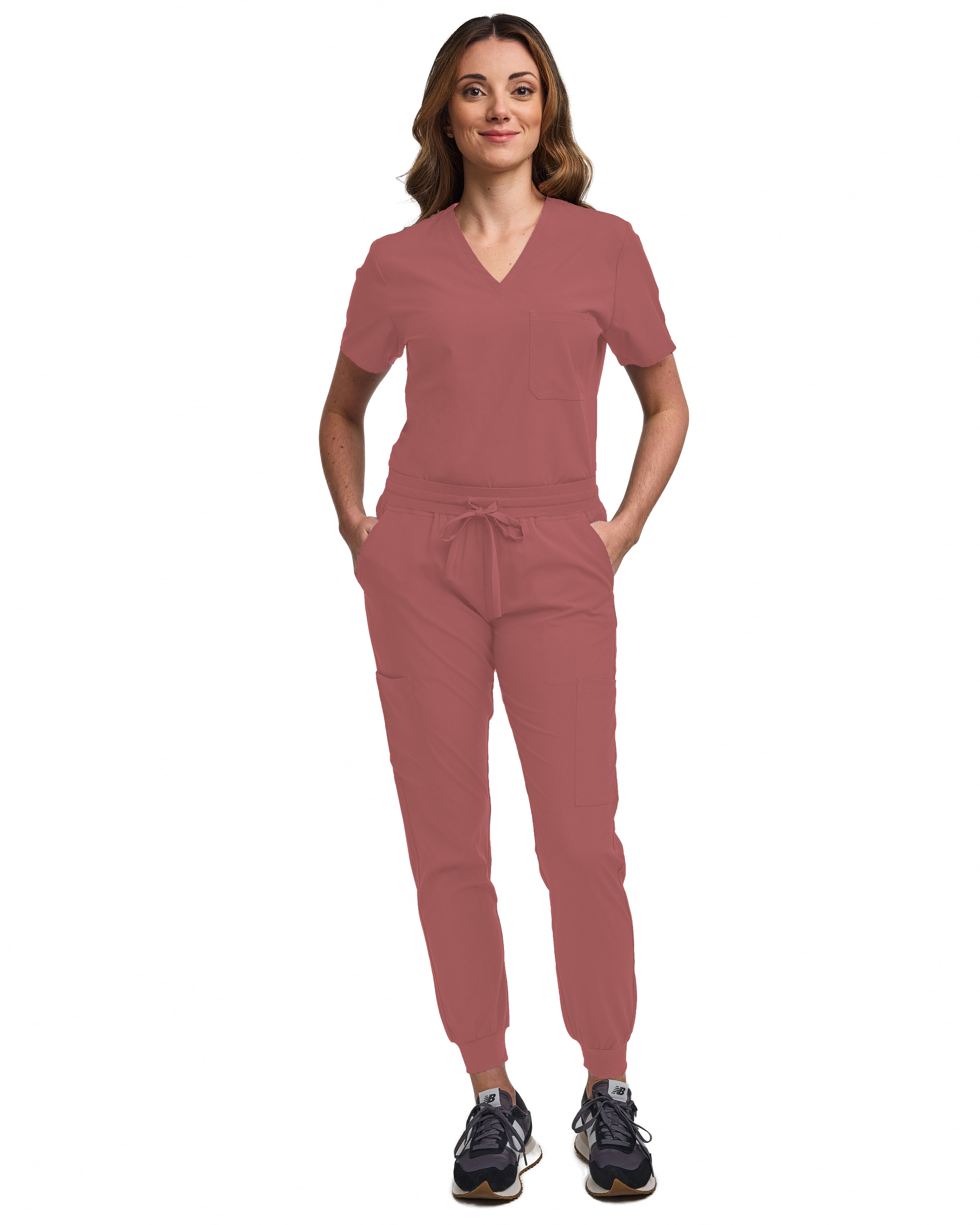 Green Town Scrubs for Women Scrub Set - Jogger Pant and Tuck-In V-Neck ...