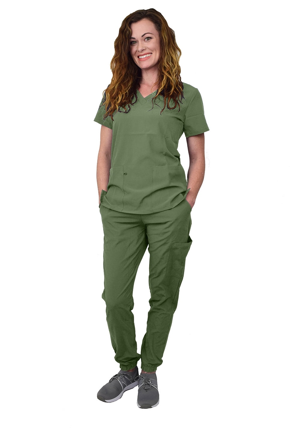 Green Town Scrubs for Women Scrub Set - Jogger Pant and V-Neck Top, 6 ...