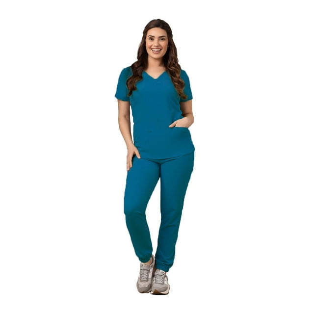Green Town Scrubs for Women Scrub Set - Jogger Pant and V-Neck Top, 6 ...