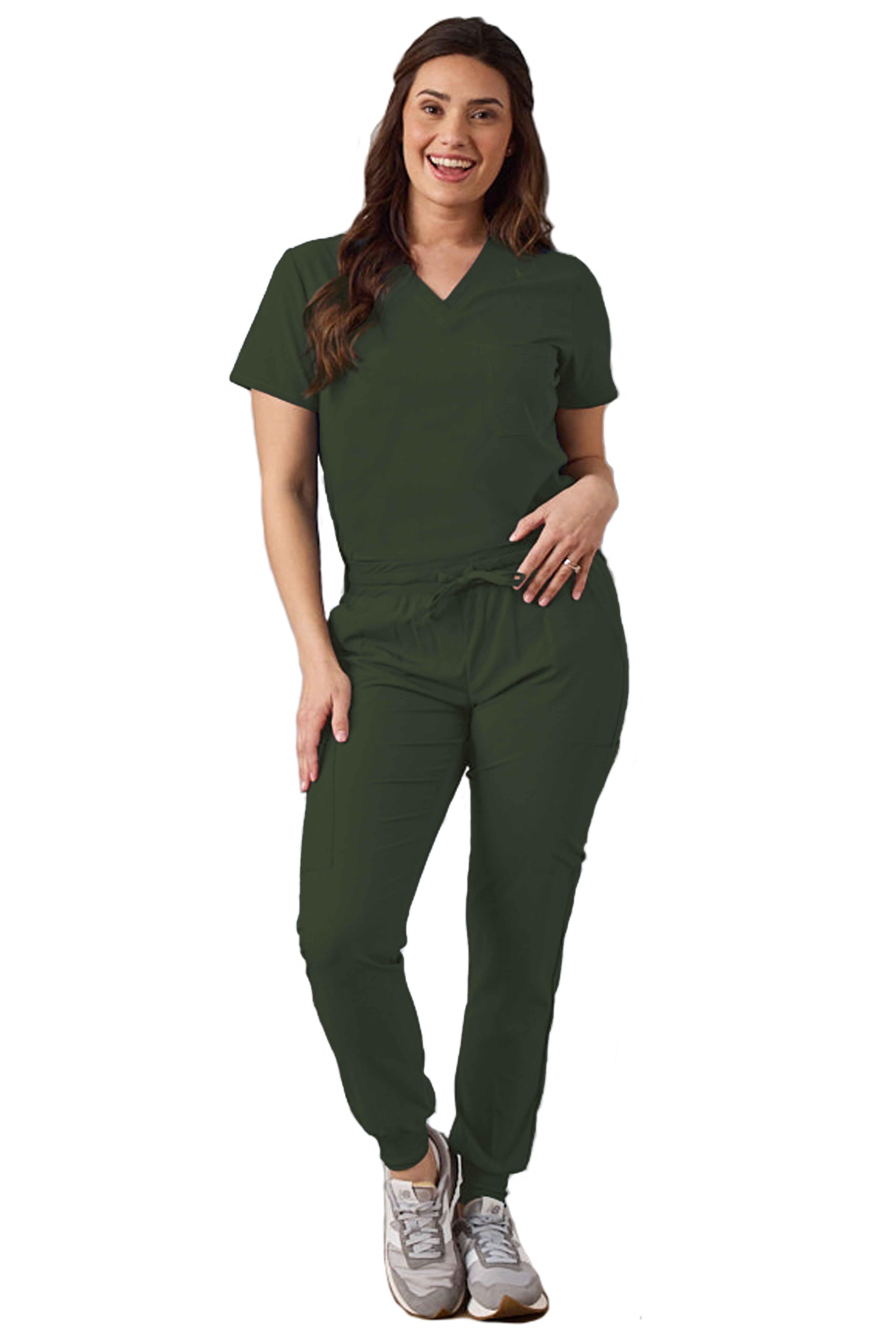 Green Town Scrubs for Women Scrub Set - Slim Fit Jogger Pant and Tuck ...