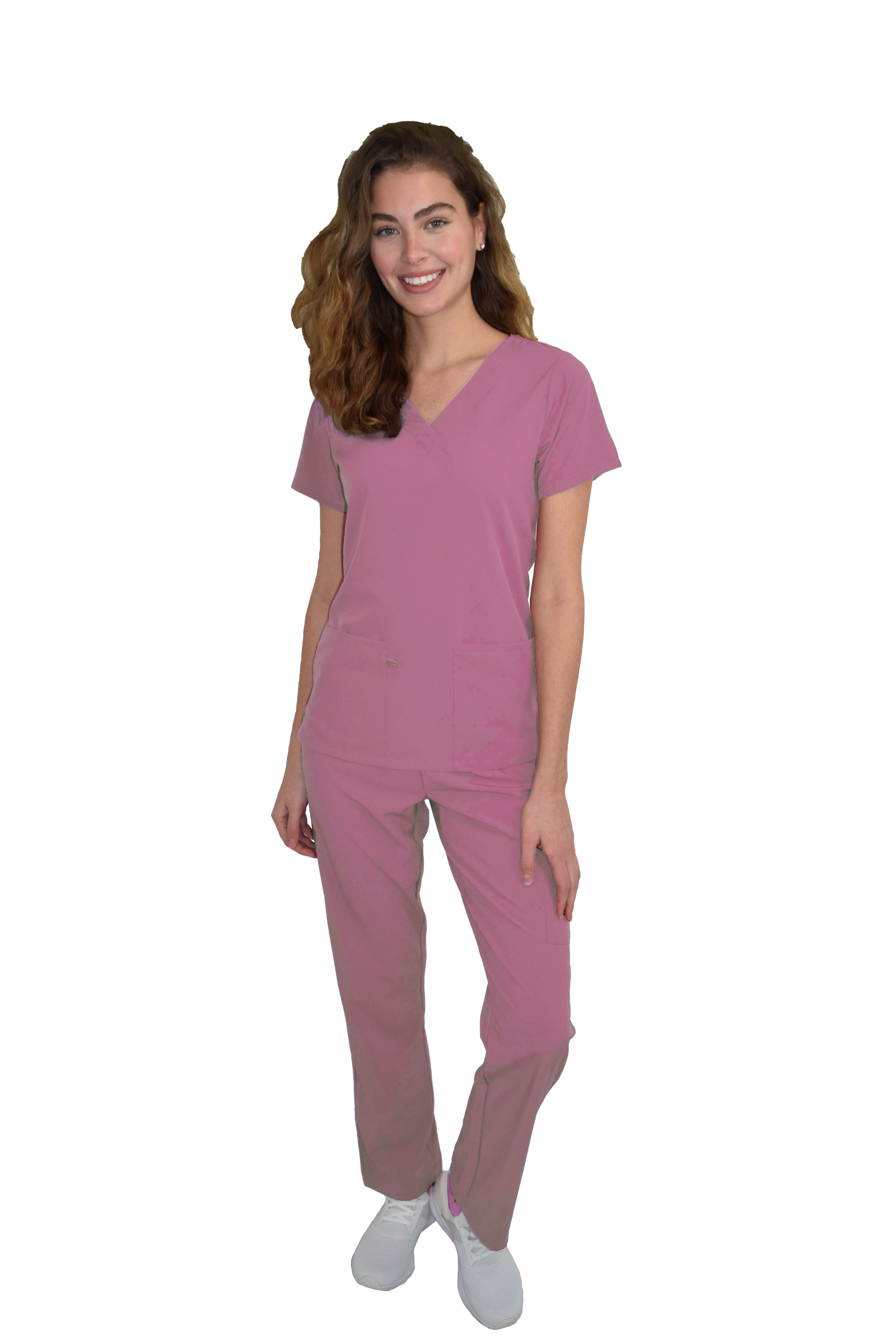 Green Town Scrubs for Women Scrub Set - V-Neck Top and Straight Leg ...