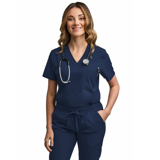 Green Town Scrubs for Women - Tuck-In V-Neck Scrub Top, Stretch Fabric ...