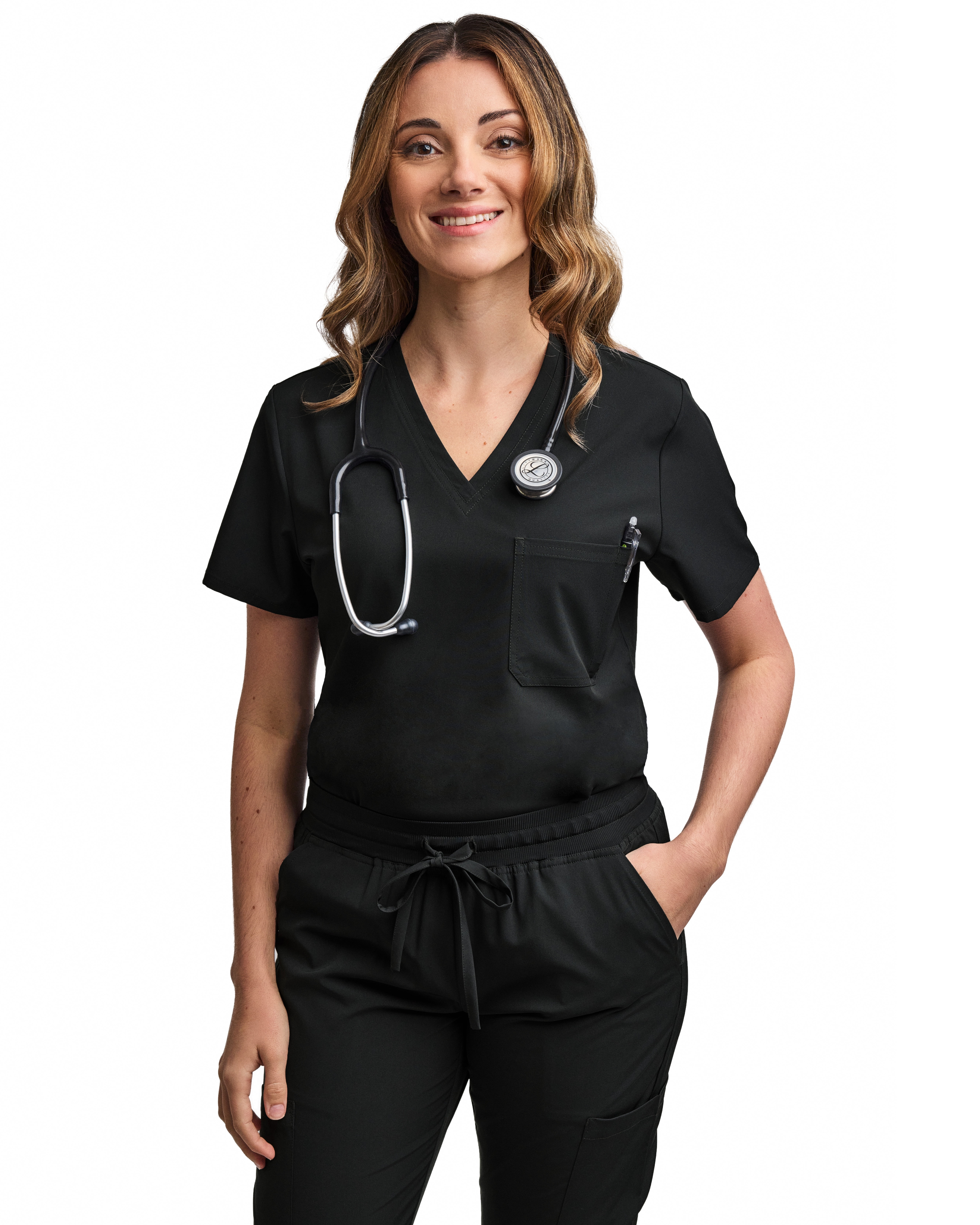 Green Town Medical Scrubs for Women - Tuck-In V-Neck, Stretch Fabric ...