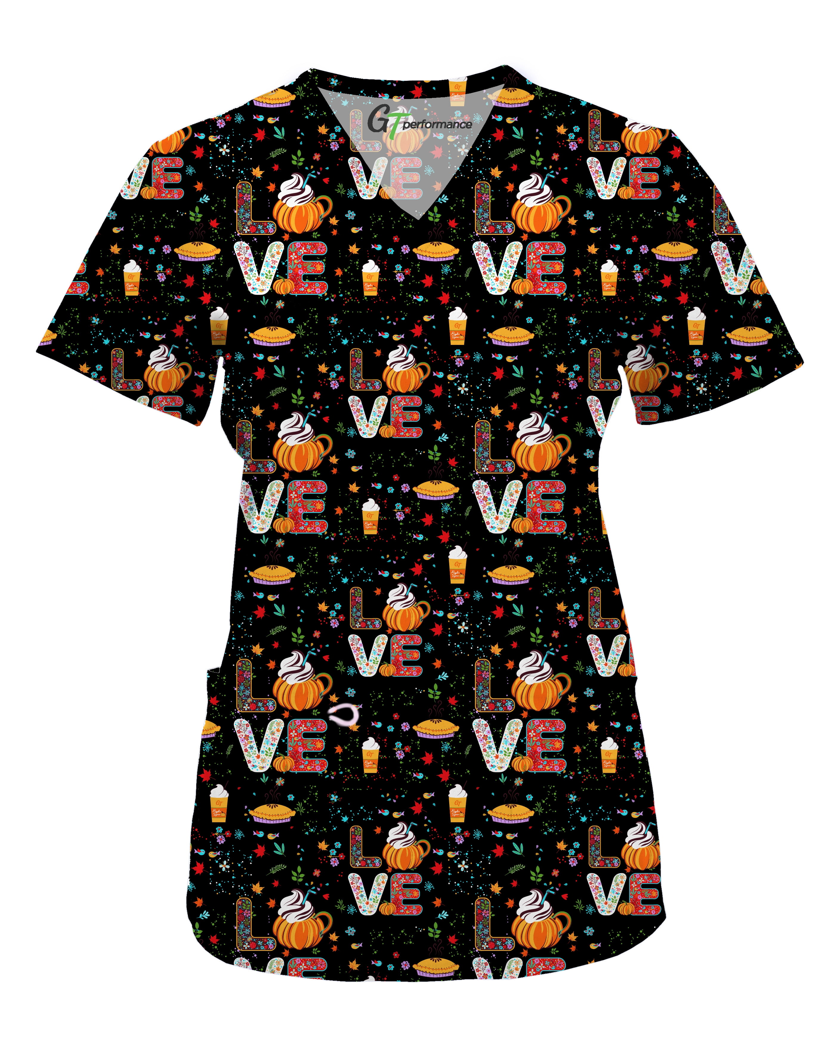 Green Town Scrubs for Women V-Neck Scrub Top - Christmas Thanksgiving ...