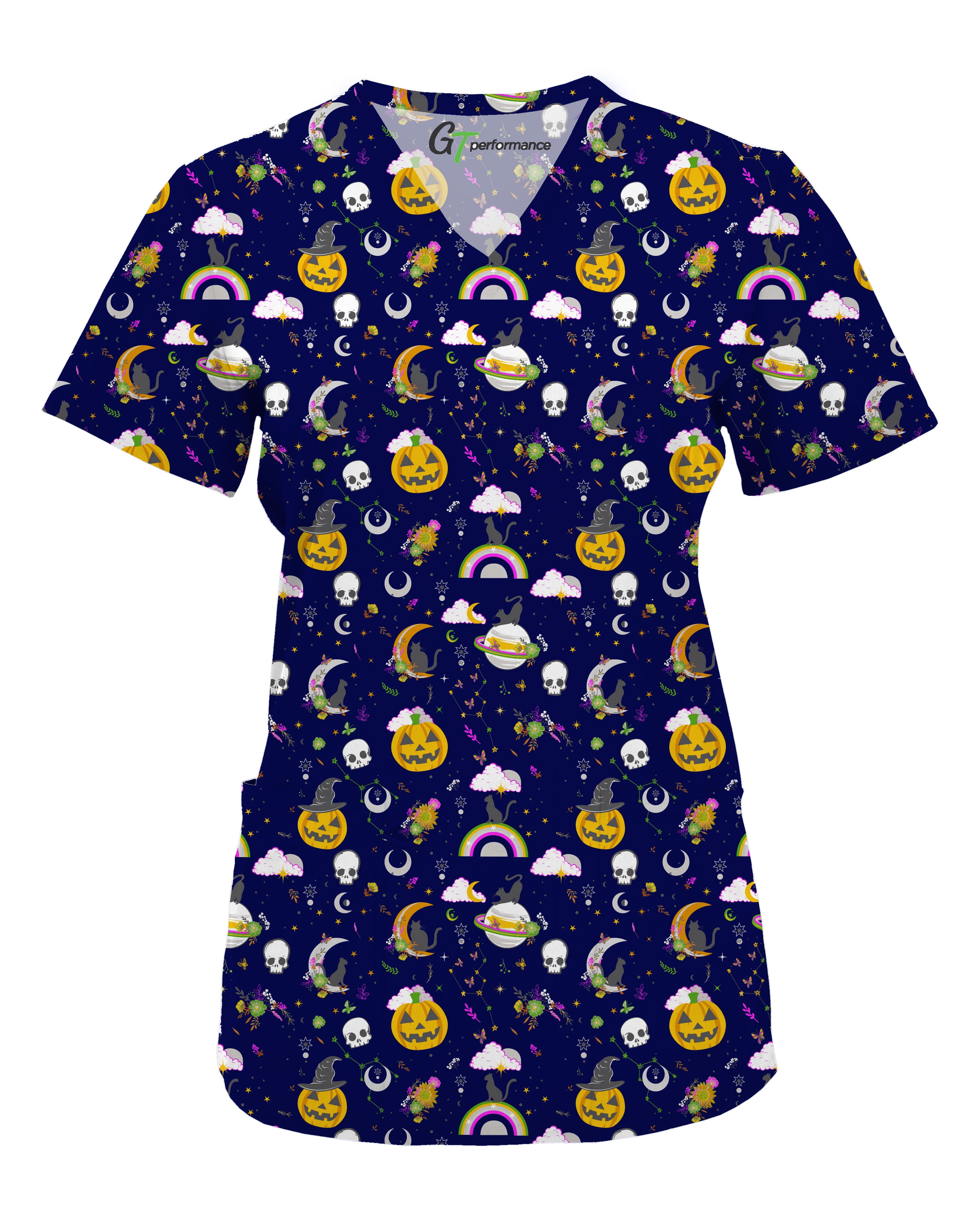 Green Town Scrubs for Women V-Neck Scrub Top - Christmas Thanksgiving ...