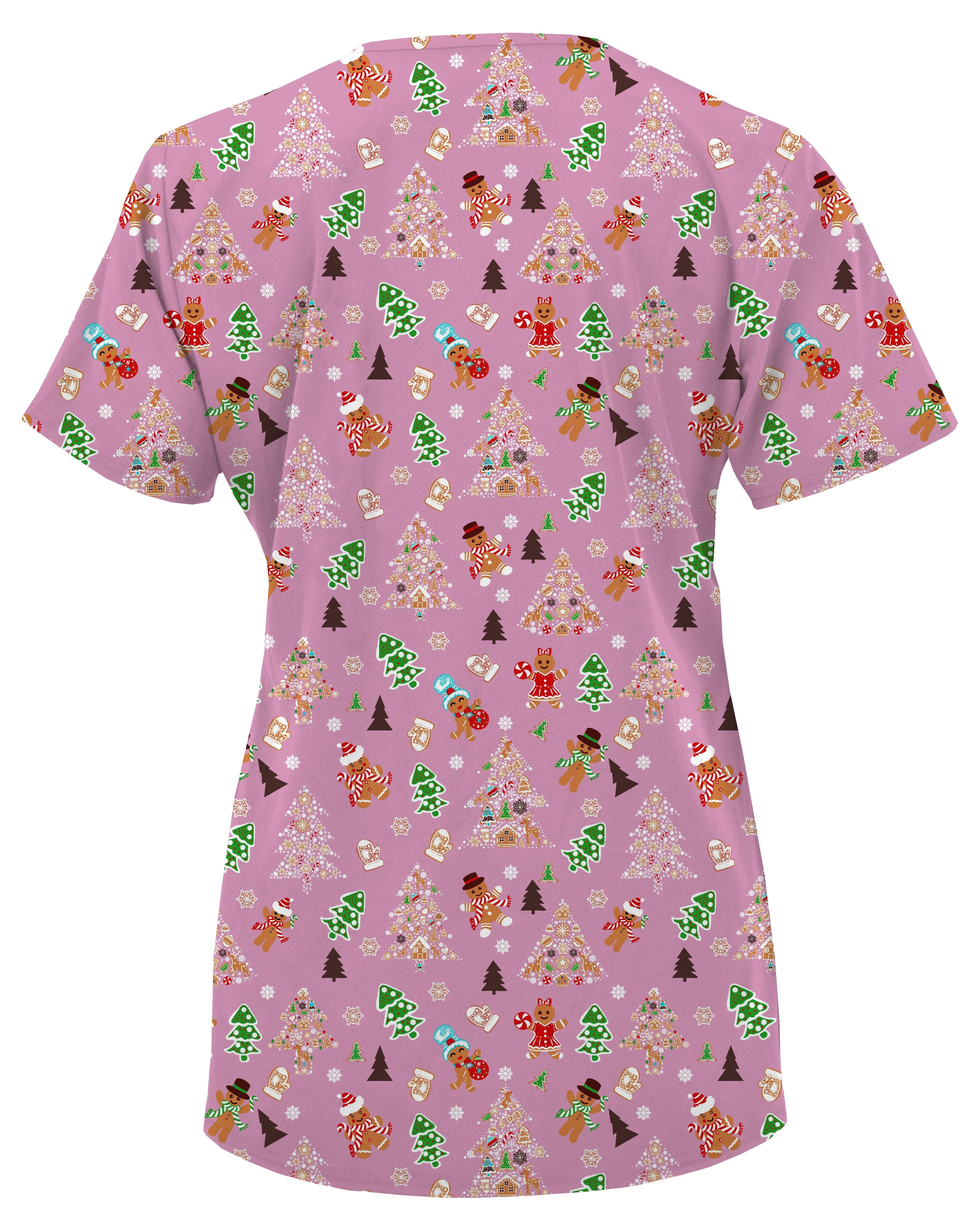 Green Town Scrubs for Women V-Neck Scrub Top - Christmas Thanksgiving ...