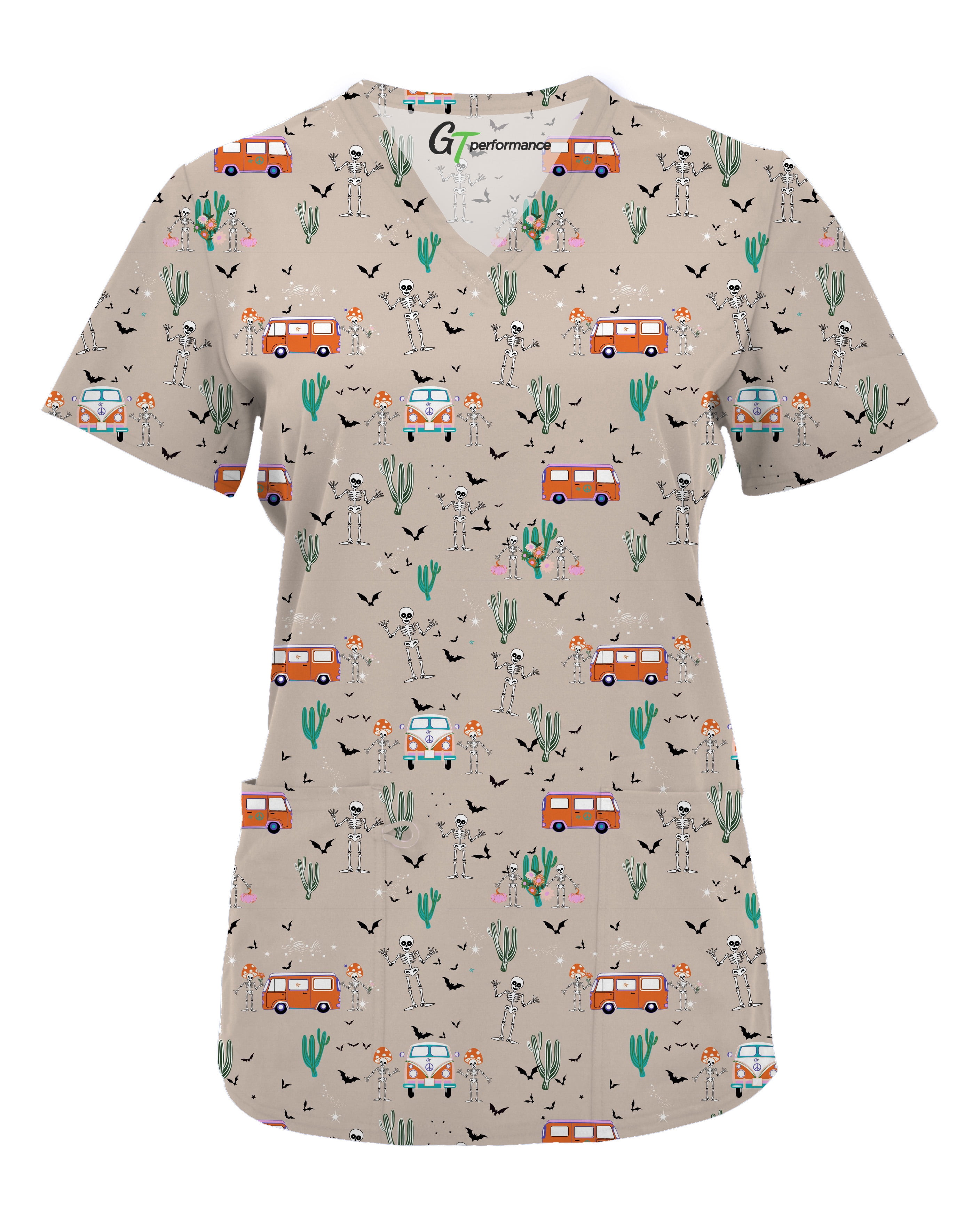 Green Town Scrubs for Women V-Neck Scrub Top - Christmas Thanksgiving ...
