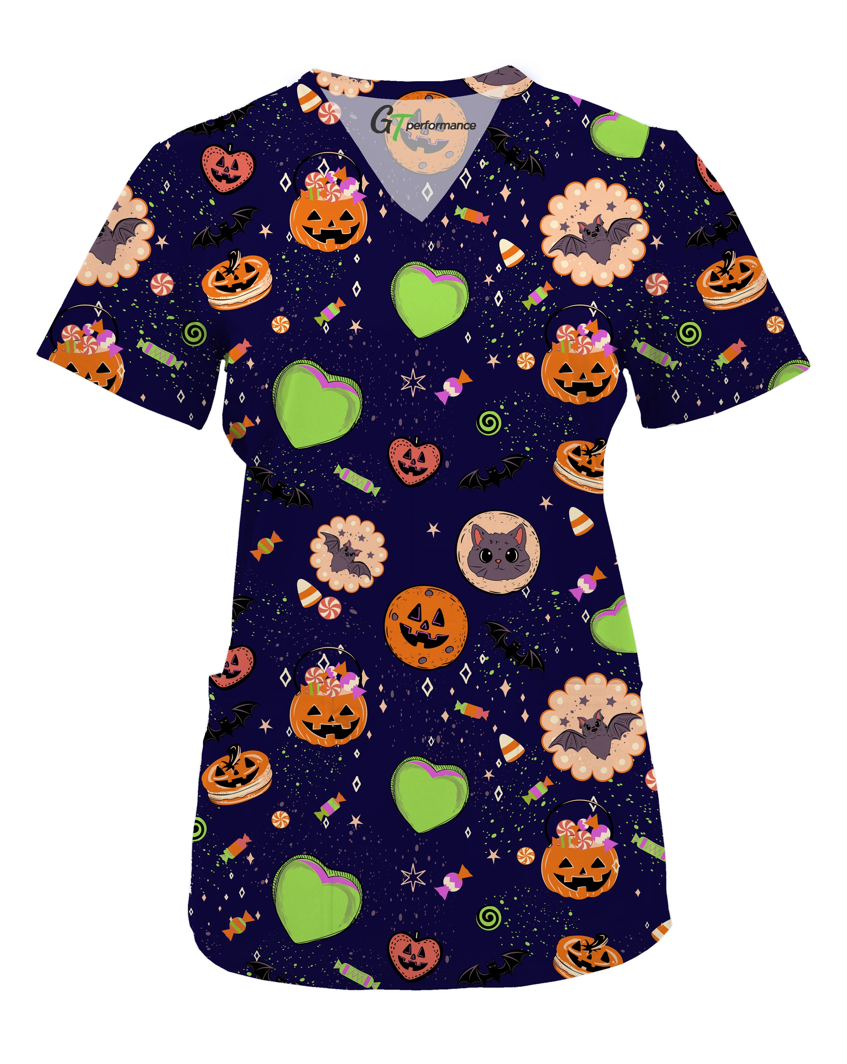 Green Town Scrubs for Women V-Neck Scrub Top - Christmas Thanksgiving ...