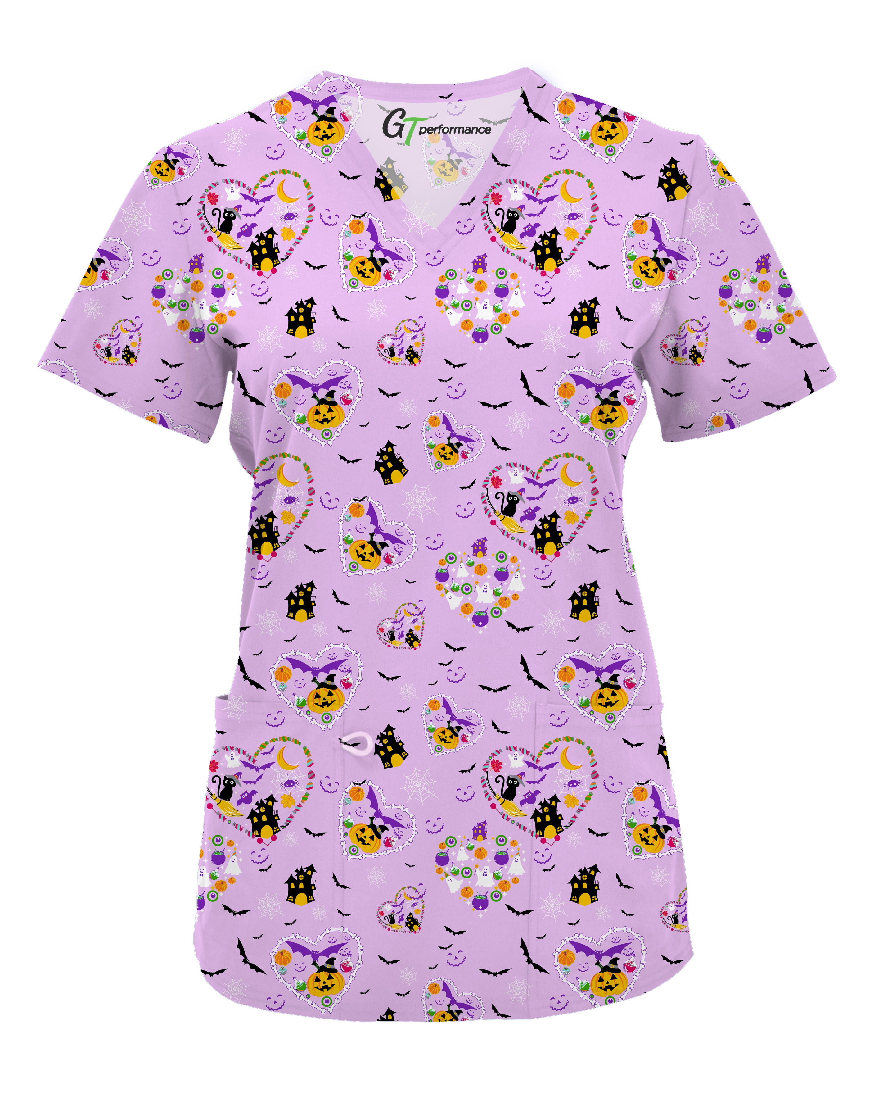 Green Town Scrubs for Women V-Neck Scrub Top - Christmas Thanksgiving ...