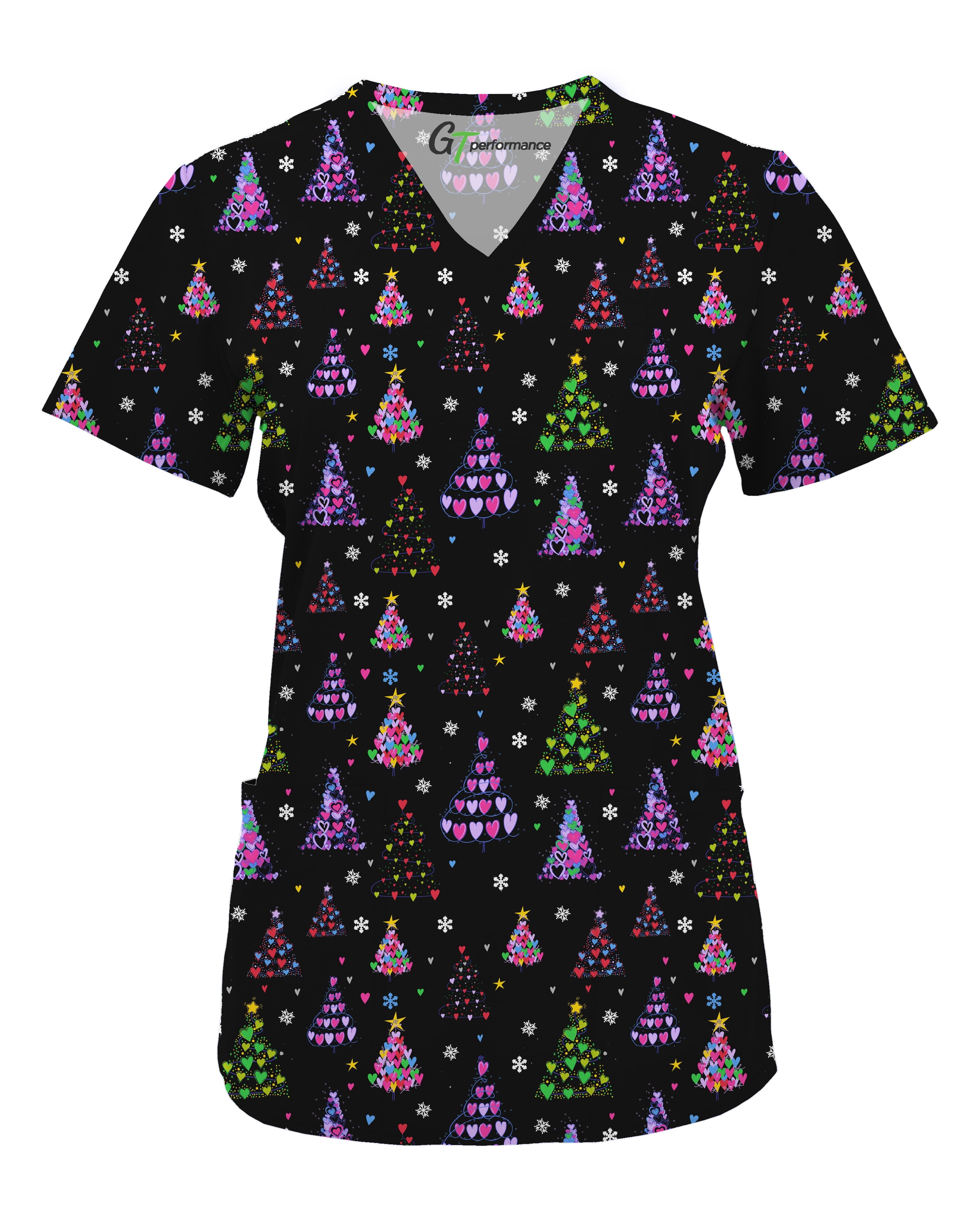 Green Town Scrubs for Women V-Neck Scrub Top - Christmas Thanksgiving ...