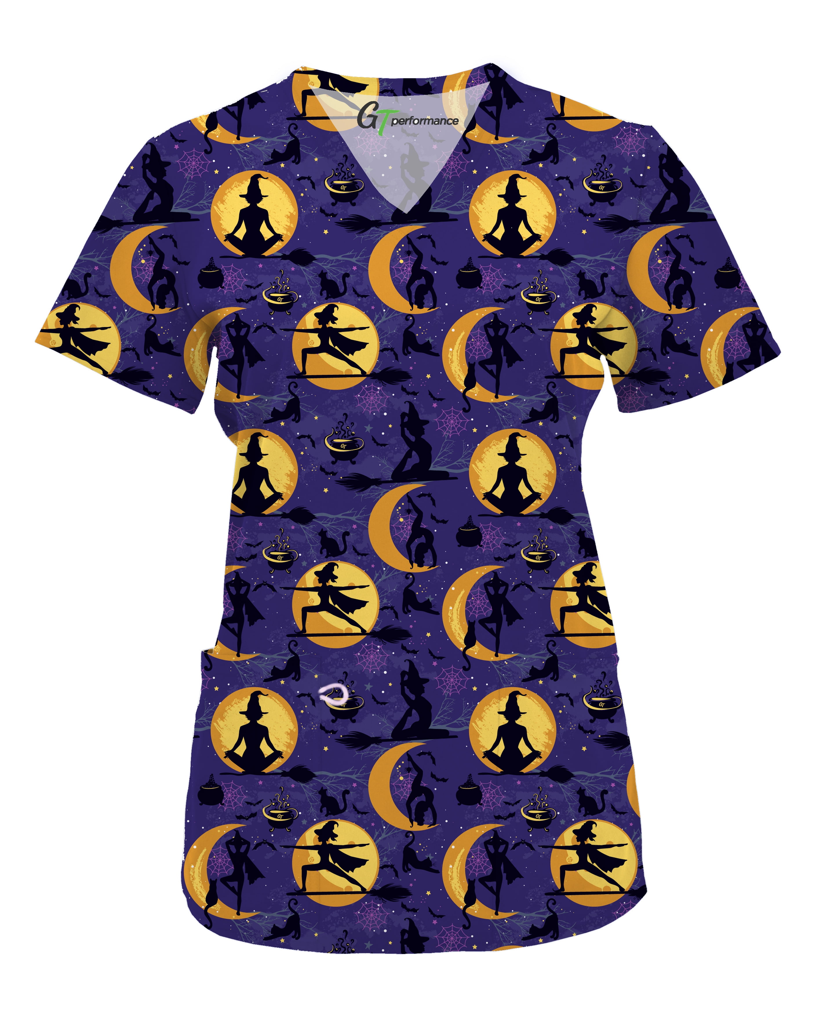 Green Town Scrubs for Women V-Neck Scrub Top - Christmas Thanksgiving ...