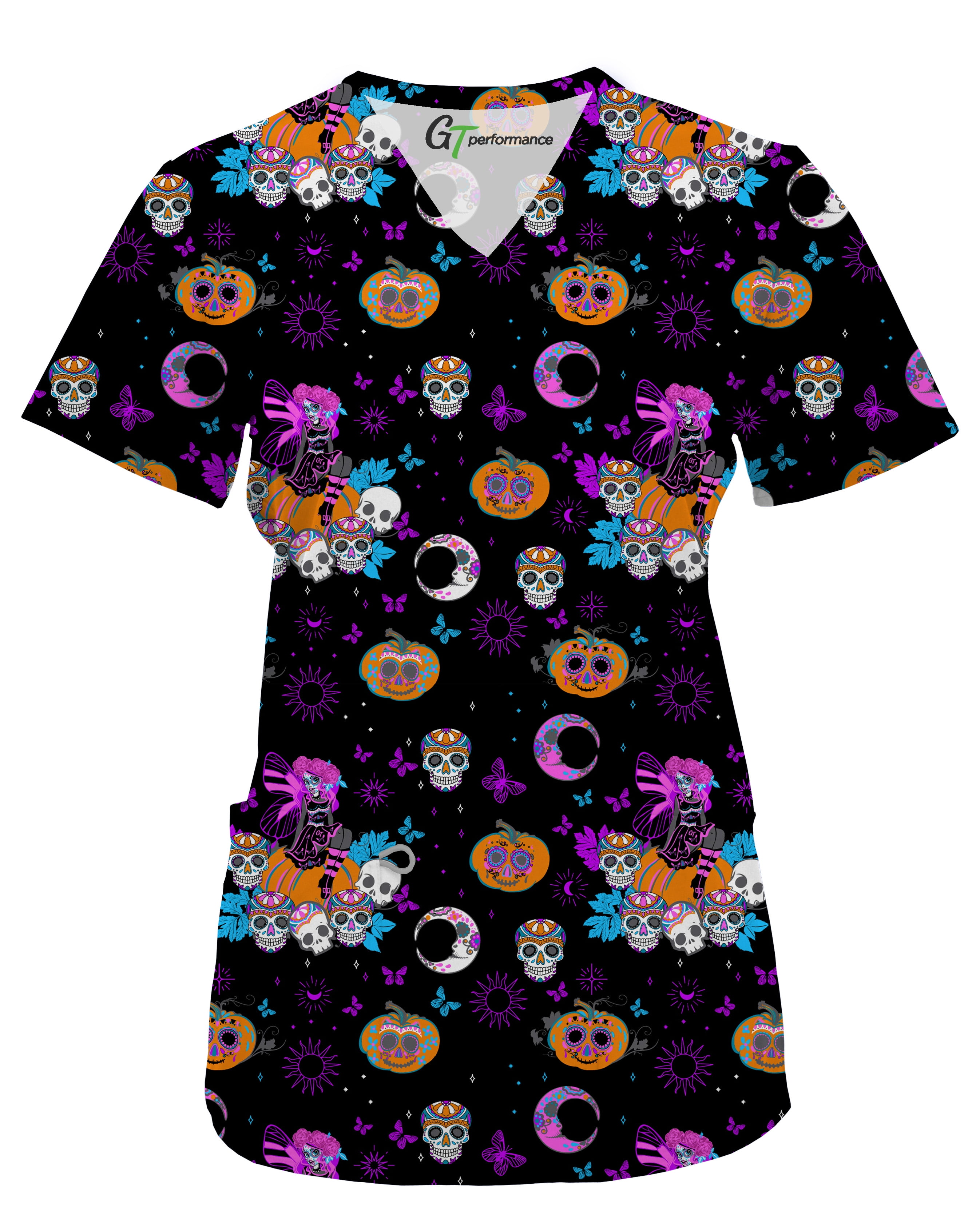 Green Town Scrubs for Women V-Neck Scrub Top - Christmas Thanksgiving ...