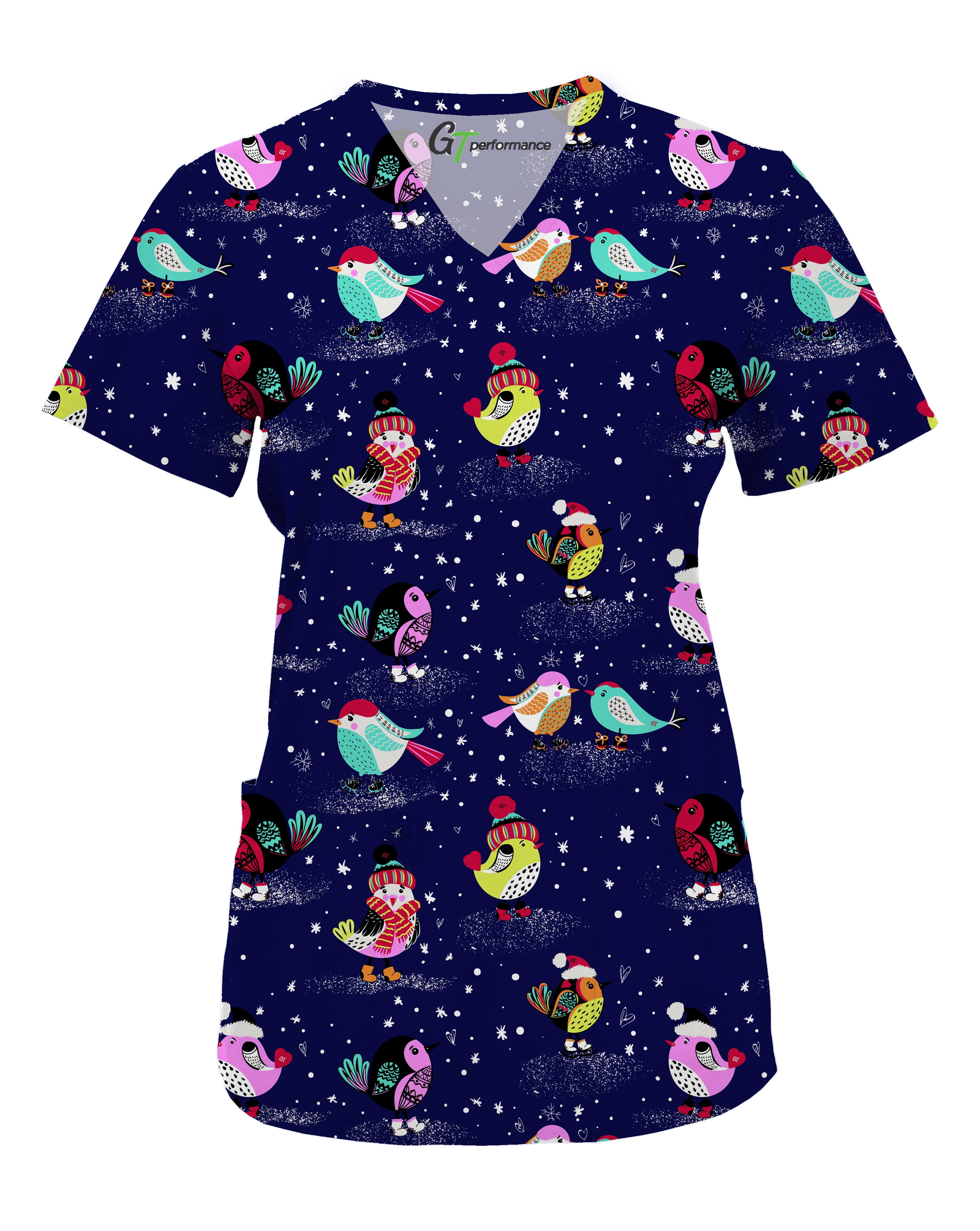 Green Town Scrubs for Women V-Neck Scrub Top - Christmas Thanksgiving ...