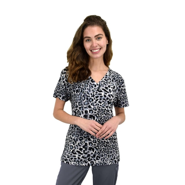 Green Town Scrubs for Women V-Neck Scrub Top - Print Tops, 3 Pockets ...