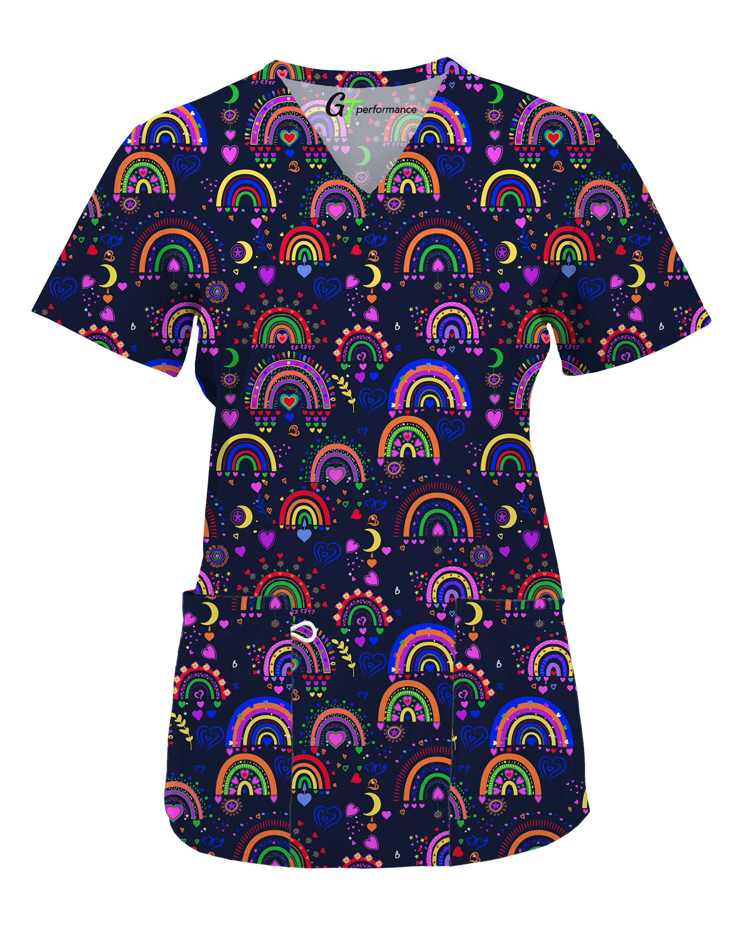 Green Town Scrubs for Women V-Neck Scrub Top - Print Tops, 3 Pockets ...