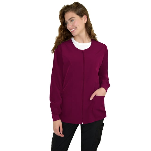 Green Town Scrubs for Women Warm-Up Scrub Jacket - Zip Front, 3 Pockets ...