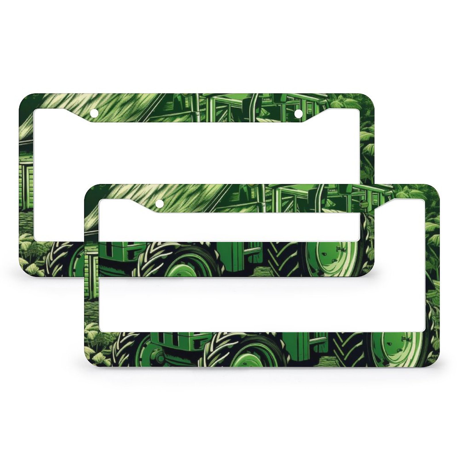 Green Tractor on Barn License Plate Frames 2 Pack Boys Construction ...