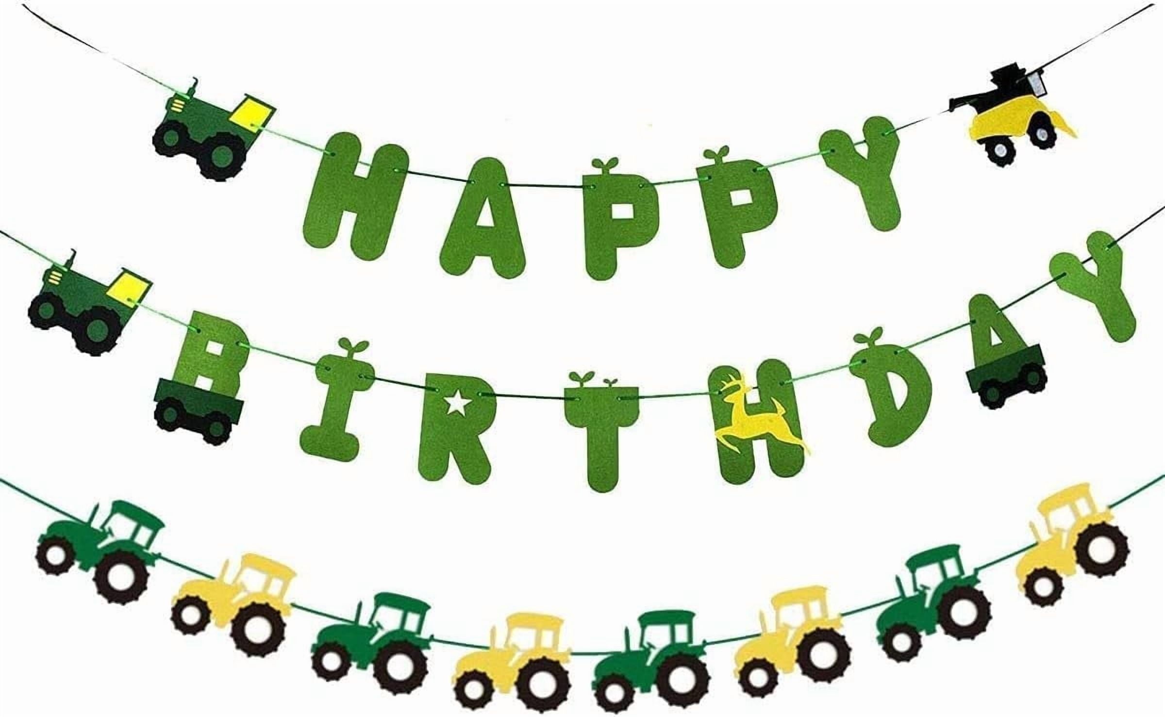 Green Tractor Birthday Banner Set with Tractor Garland Banner for ...