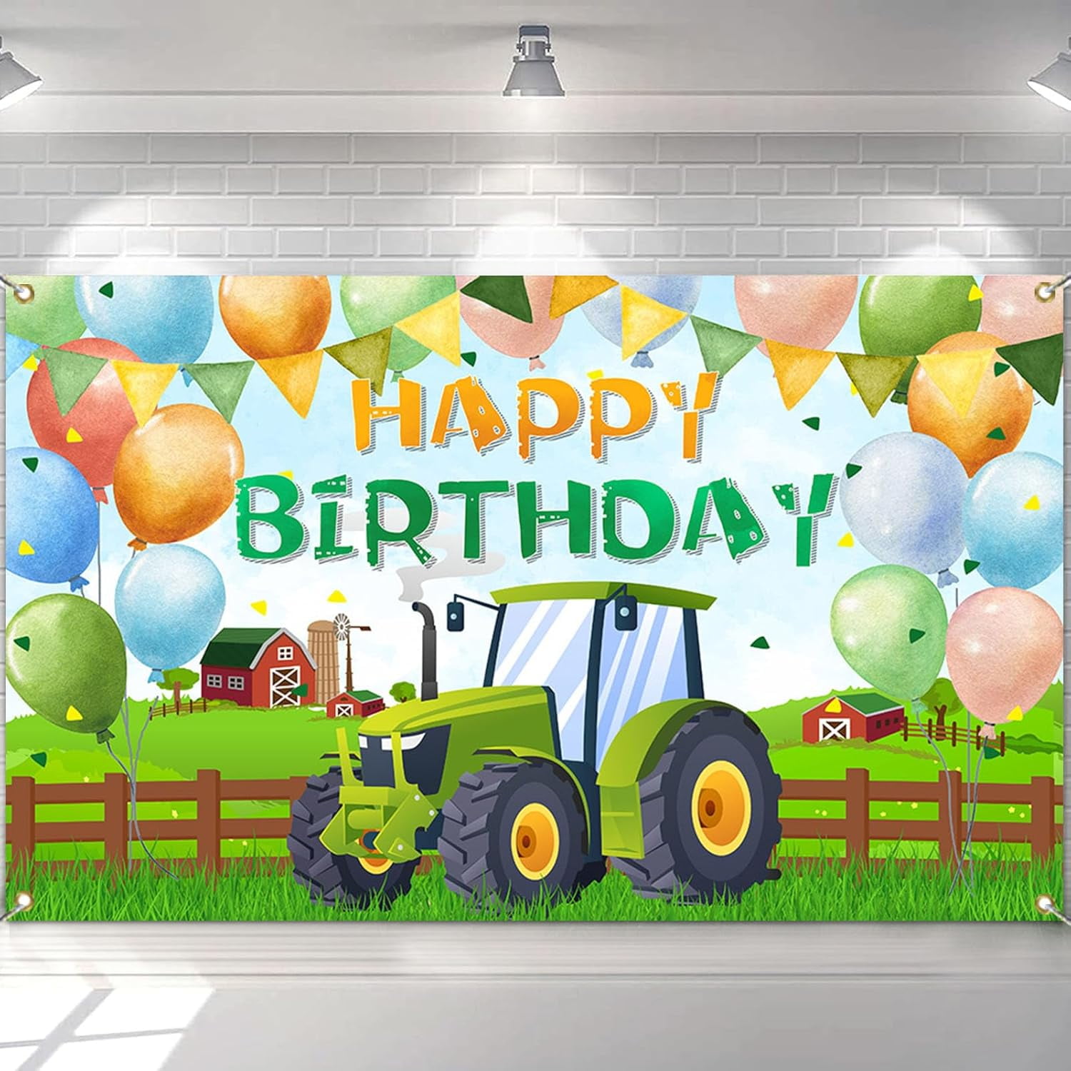 Green Tractor Birthday Pretty Backdrops for Boys Birthday Party ...