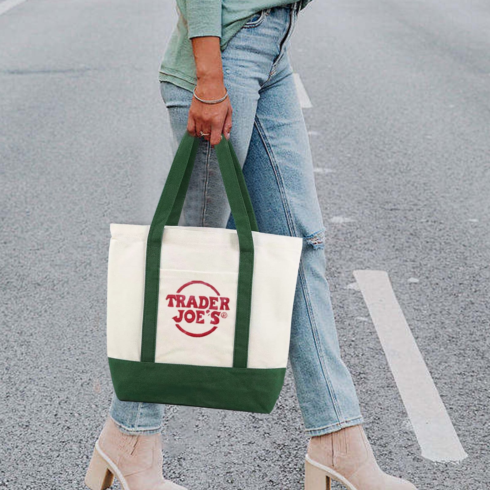 Green Trader Joes Bag, Canvas Messenger Bag,Canvas Tote Bag For Women ...