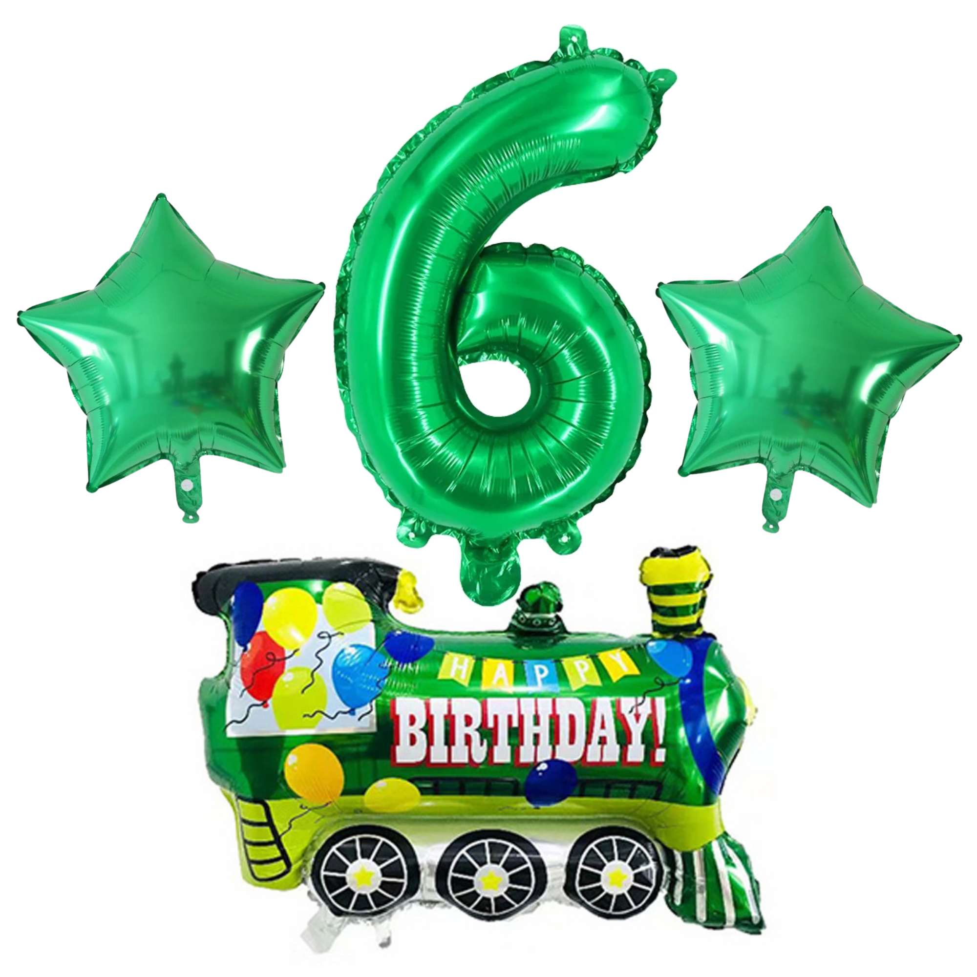Green Train 6th Birthday Party Foil Balloon Set Kids - Walmart.com