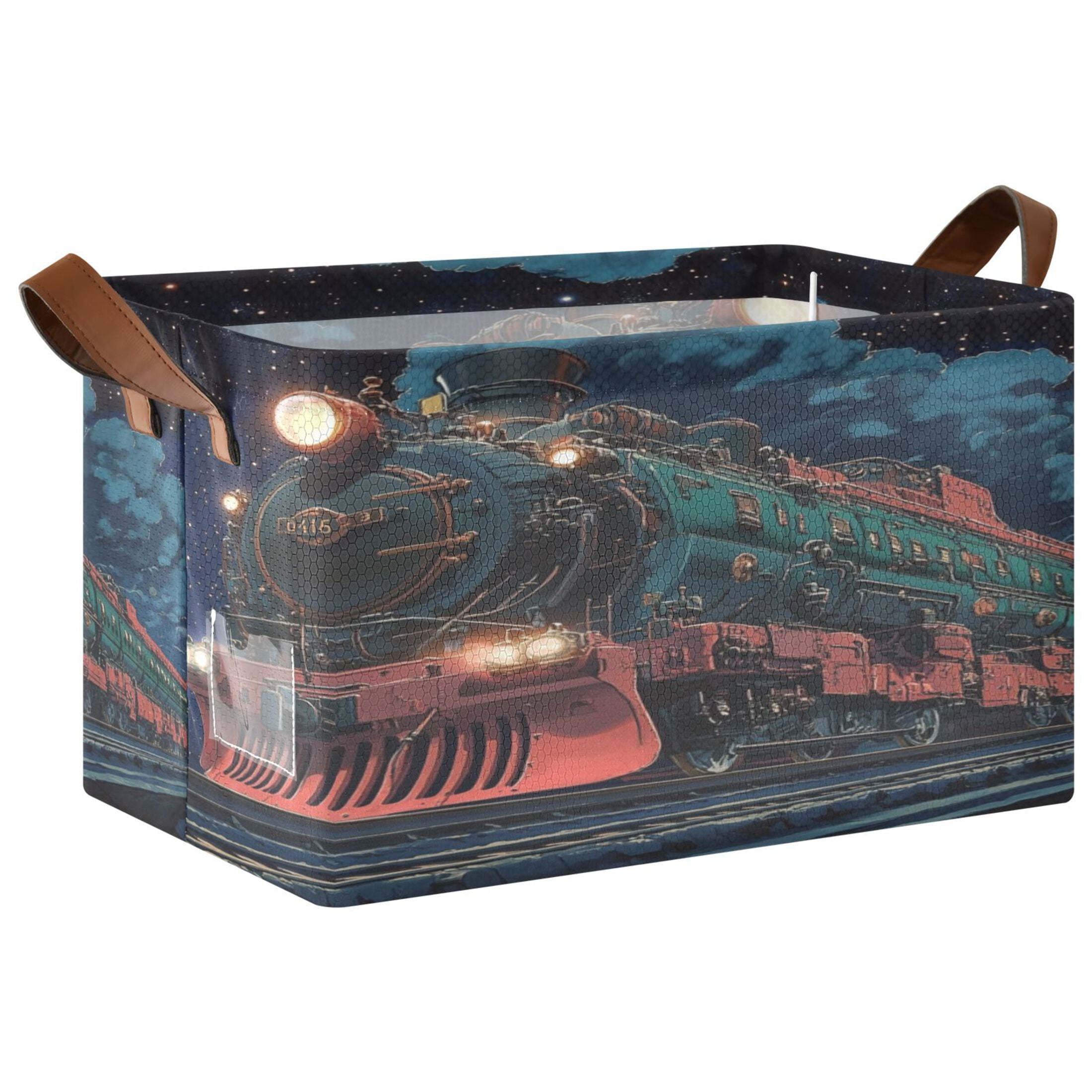 Green Train Storage Basket Soccer Plaid Fabric Hoard Box Oversized ...