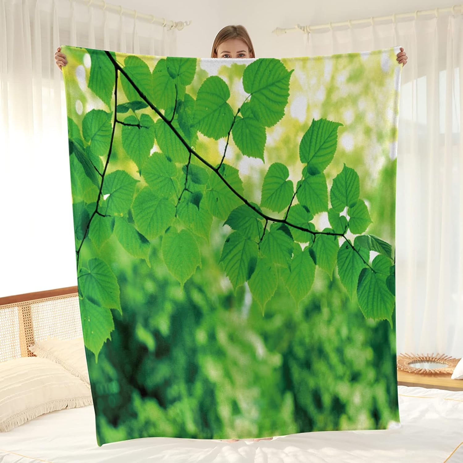 Green Tree Blanket Spring Summer Plant Leaves Decoration Tropical ...