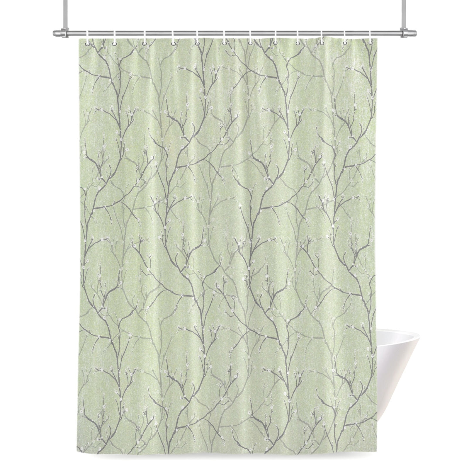 Green Tree Branch Shower Curtains for Bathroom, Retro Classic Art Green ...