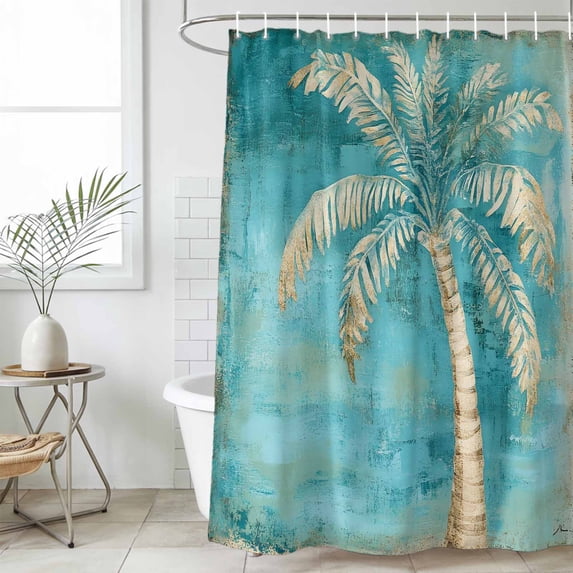Green Tree Coastal Beach Waterproof Fabric Shower Curtain,Vintage ...