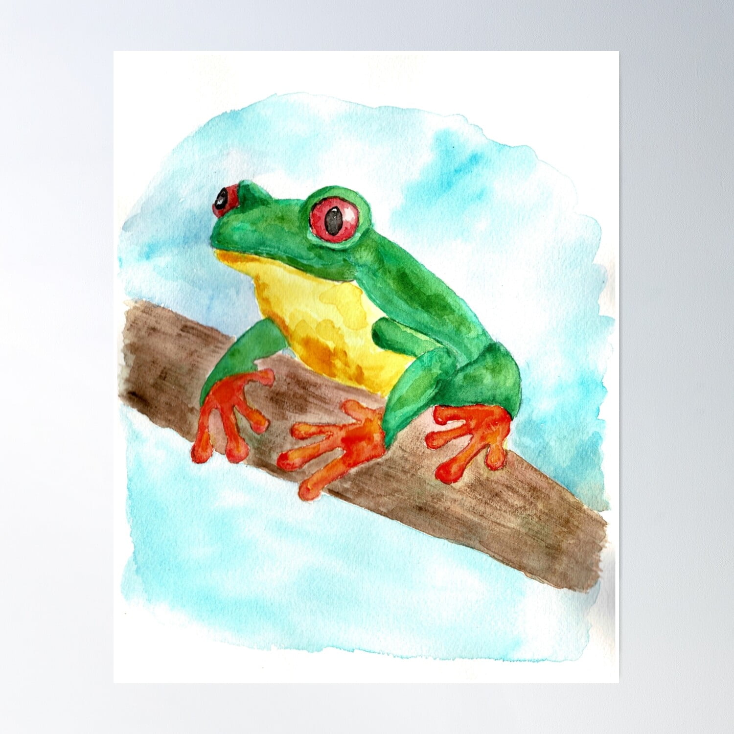 Green Tree Frog Poster Wall Art, Modern Wall Decor, 8x12 UNFRAMED ...