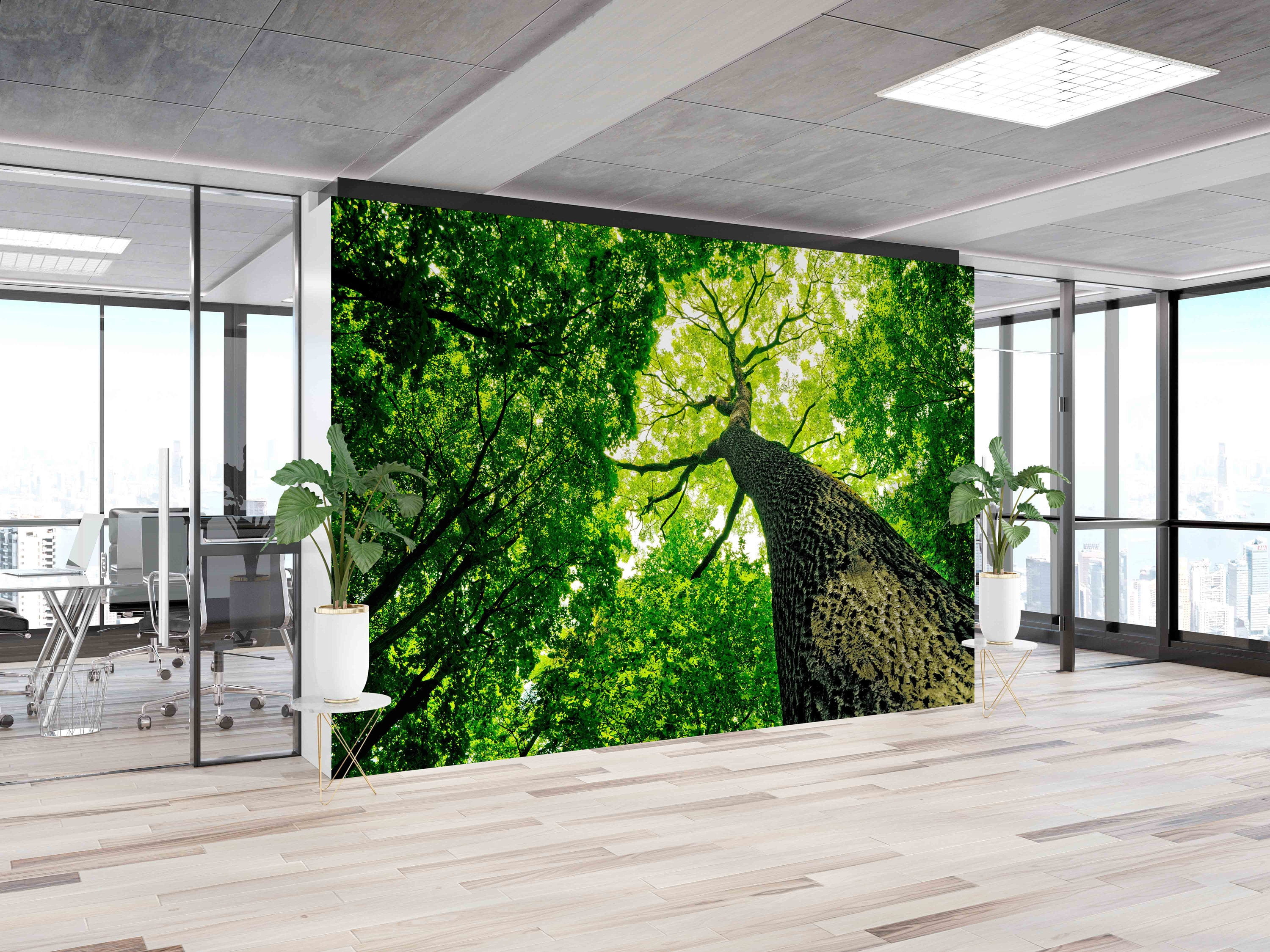 Green Tree Wall Decor, Wallpaper Wall Art, Forest Wallpaper, 3d ...