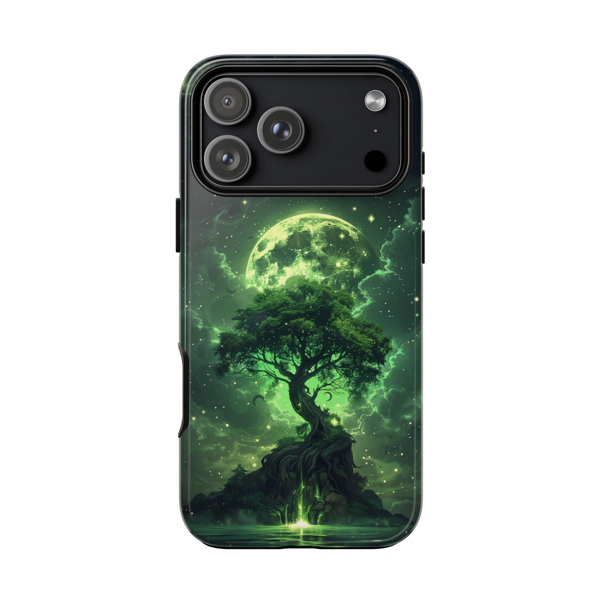 Green Tree of Life LoFi Moon Armor Fantasy Phone Case with iPhone 17 to ...