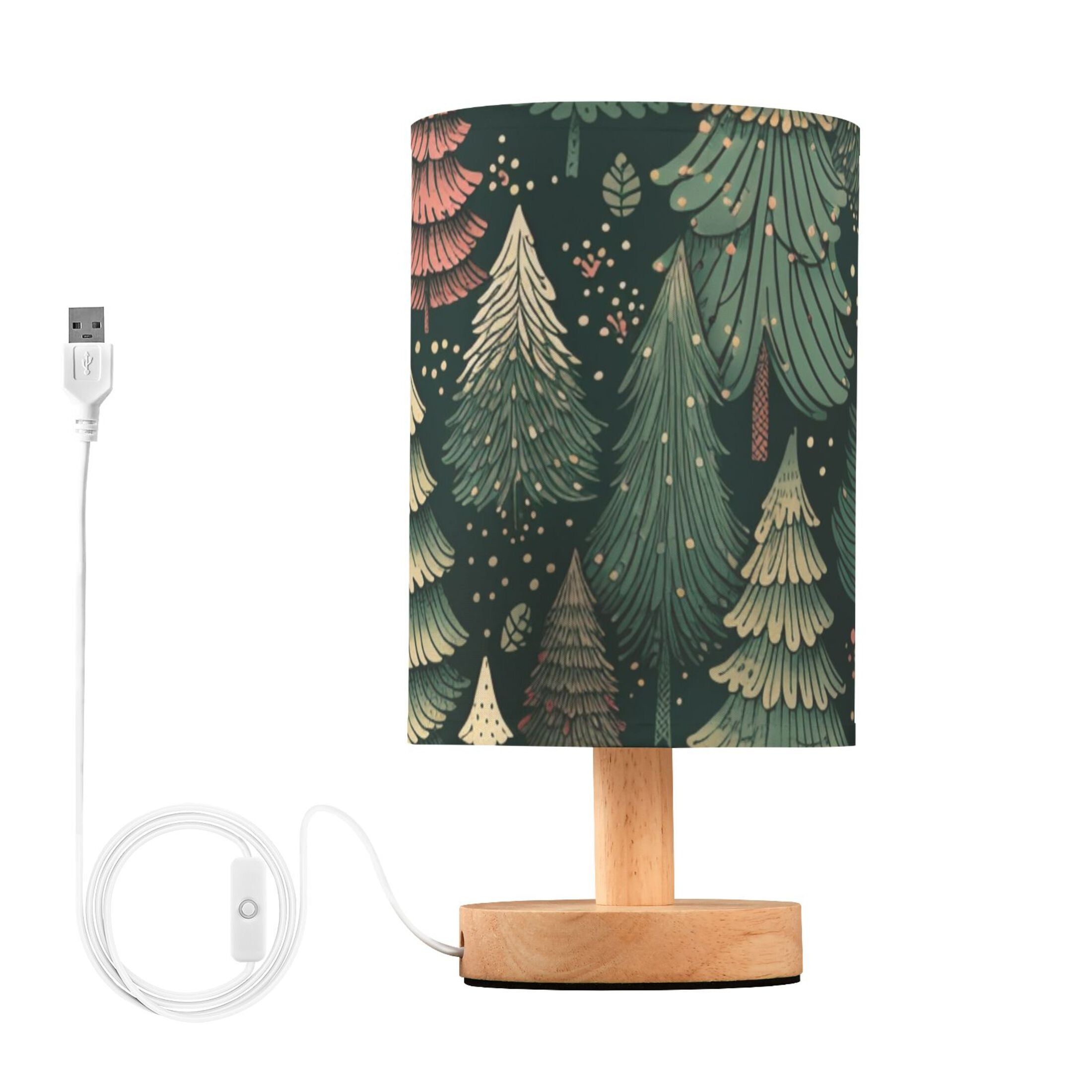 Green Trees Table Lamp for Desk Nightstand Lamp with USB Modern Gifts ...
