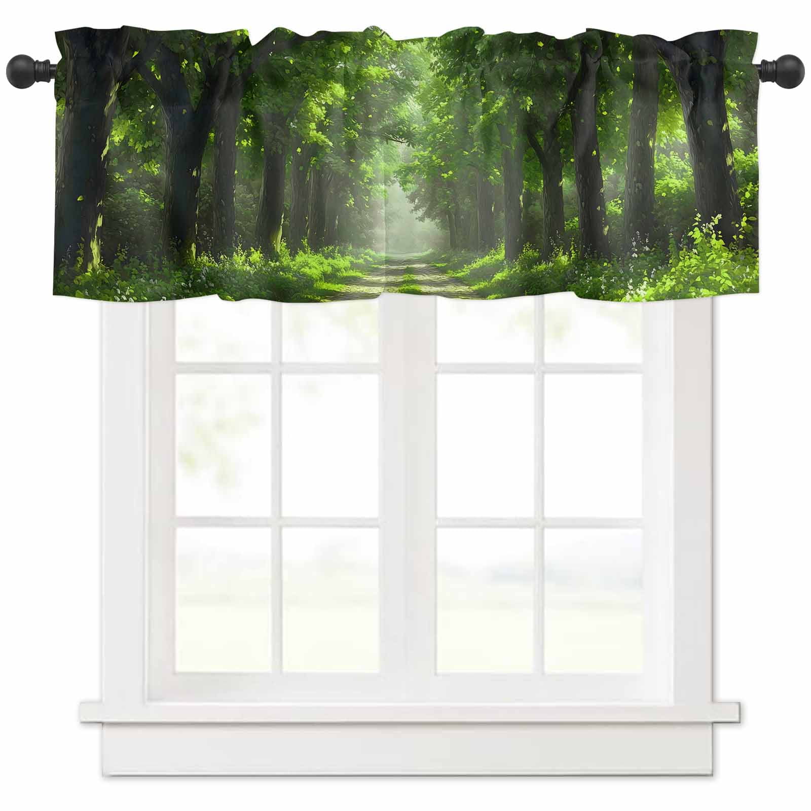 Green Trees Valances for Windows Farmhouse Kitchen Curtains Valances ...