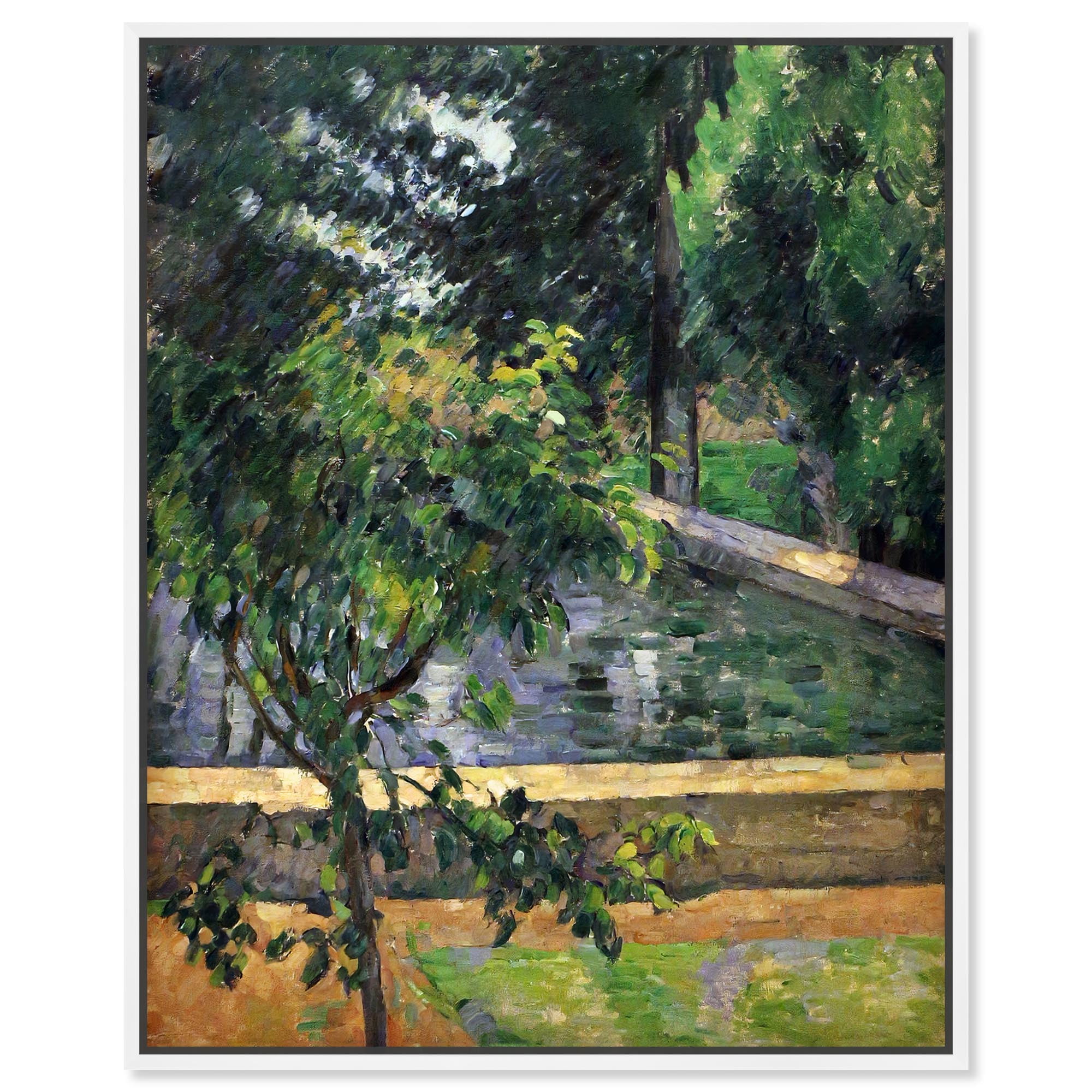 Green Trees with Lake Canvas Impressionism Art by Art Remedy, White ...