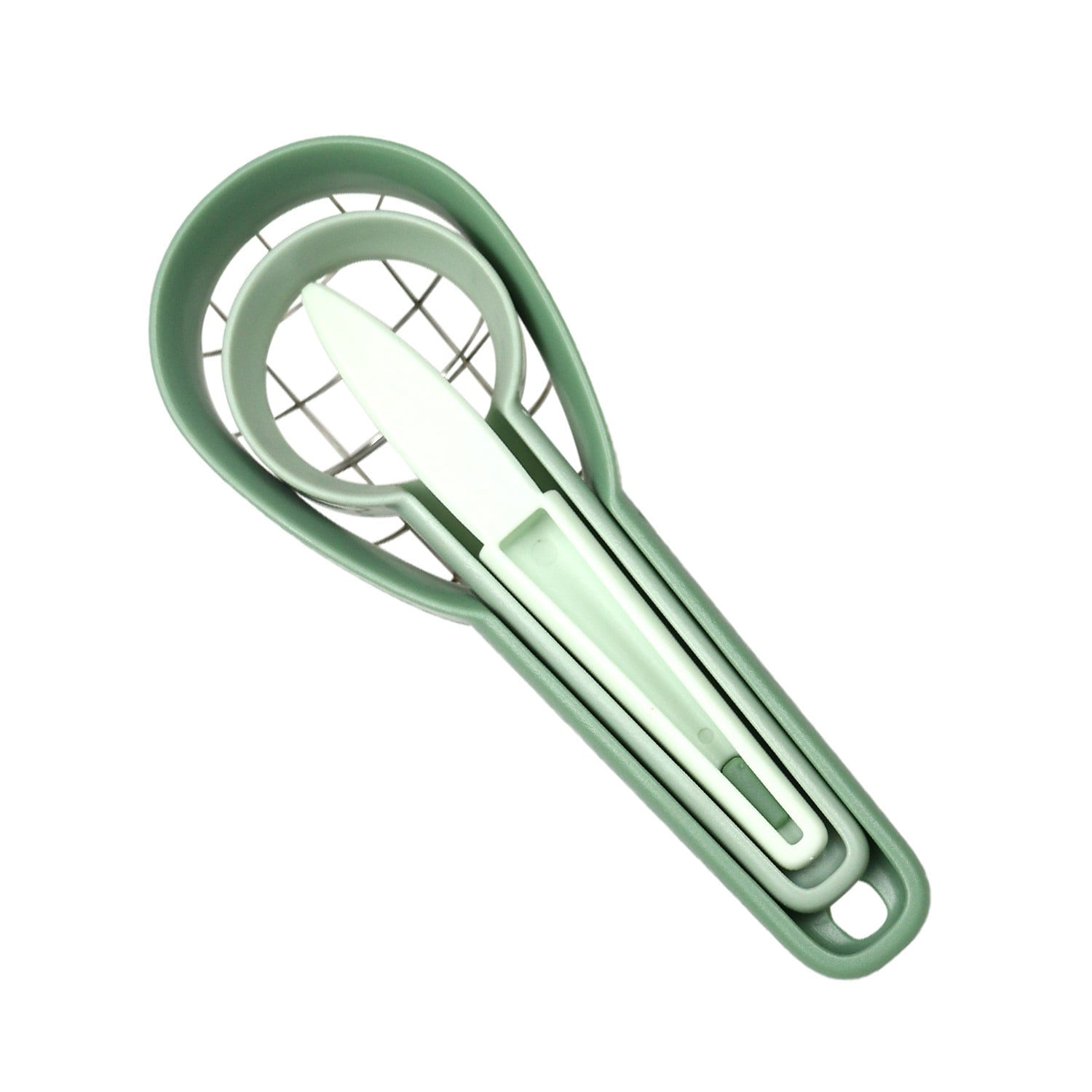 Green Tri-Function Avocado Processor Stainless Steel Fruit Peeler Pitter Corer Tool For Kiwi ...