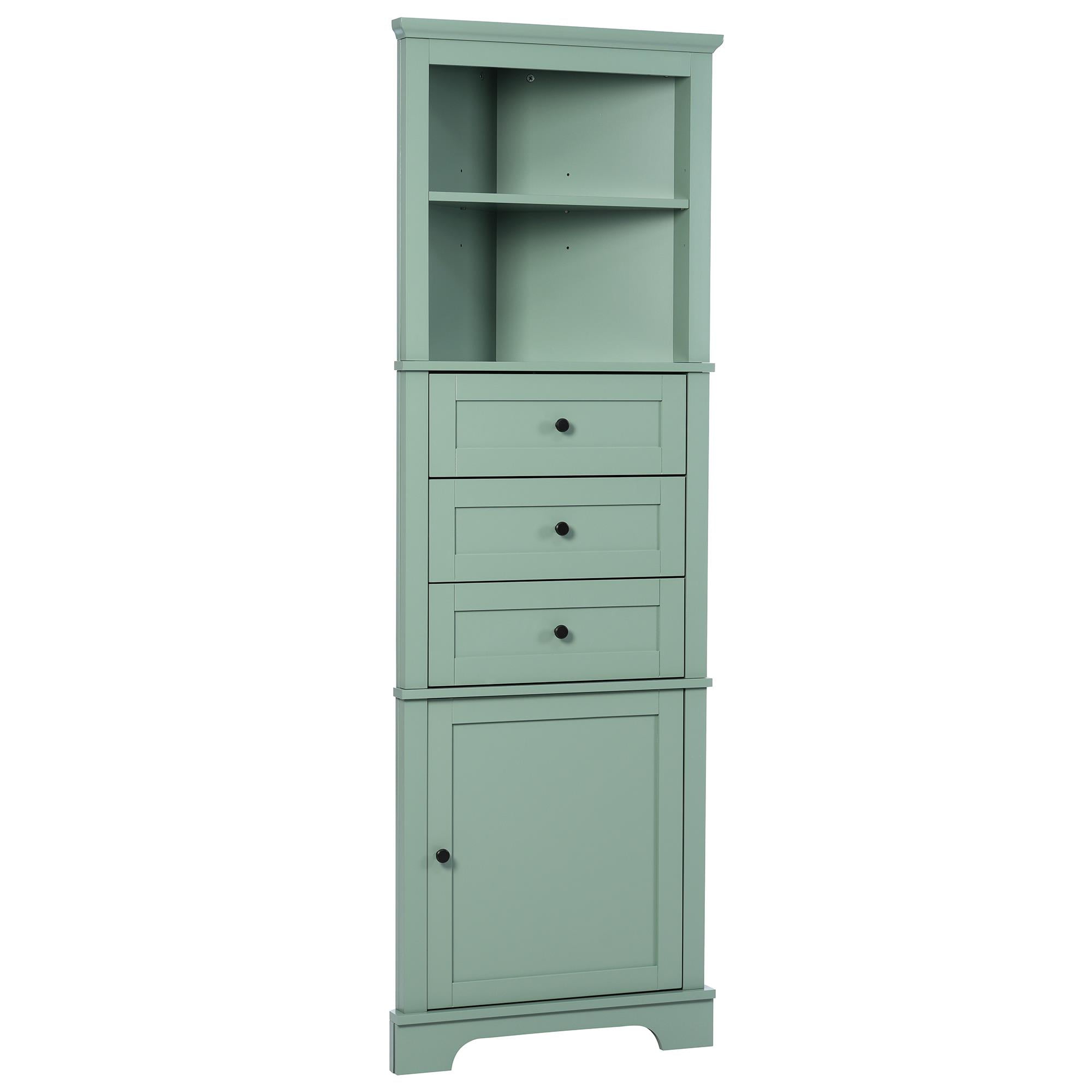 Green Triangular High Cabinet - 3 Drawers, Adjustable Shelves, Ideal ...