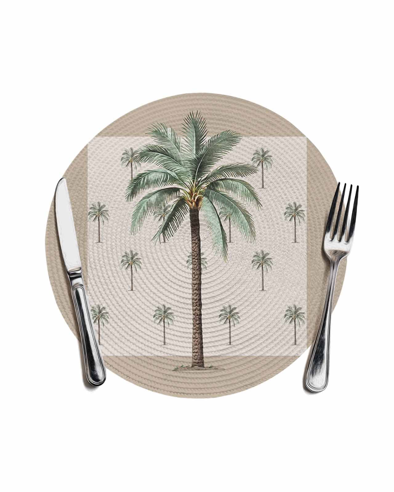 Green Tropical Coconut Trees Round Table Placemats 1 pc, Summer Vintage ...