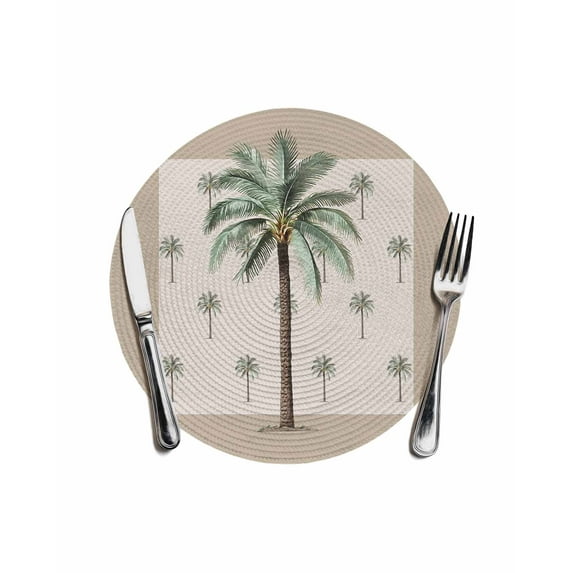 Green Tropical Coconut Trees Round Table Placemats 1 pc, Summer Vintage ...