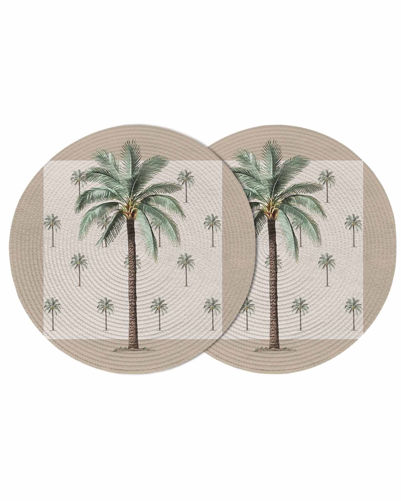 Green Tropical Coconut Trees Round Table Placemats set of 2, Summer ...
