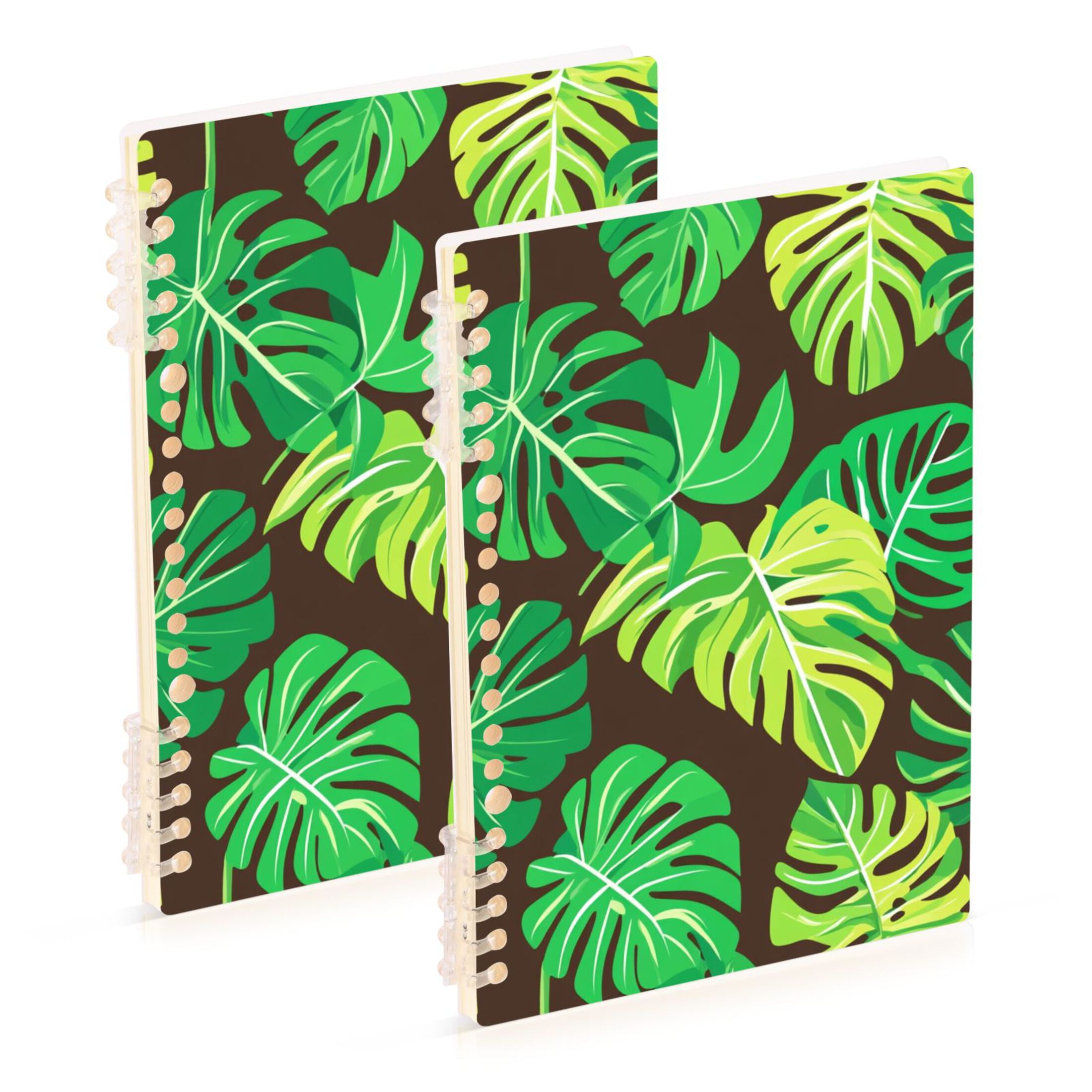 Green Tropical Leaves Lined Spiral Journal Notebook 60 Pages A5 College ...